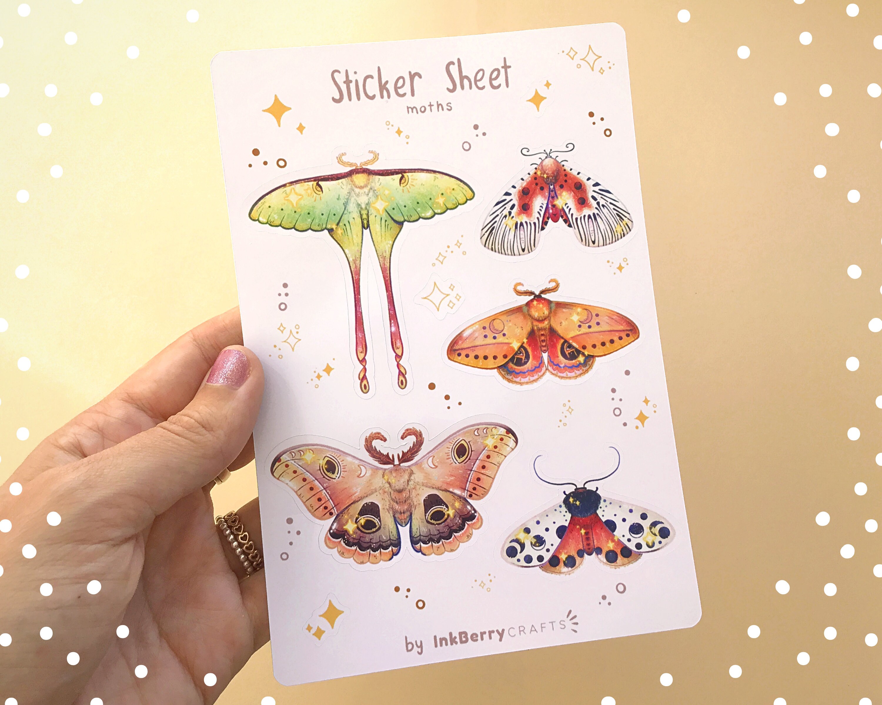 Sticker Sheet Moth Stickers Moth Planner Stickers Moon | Etsy