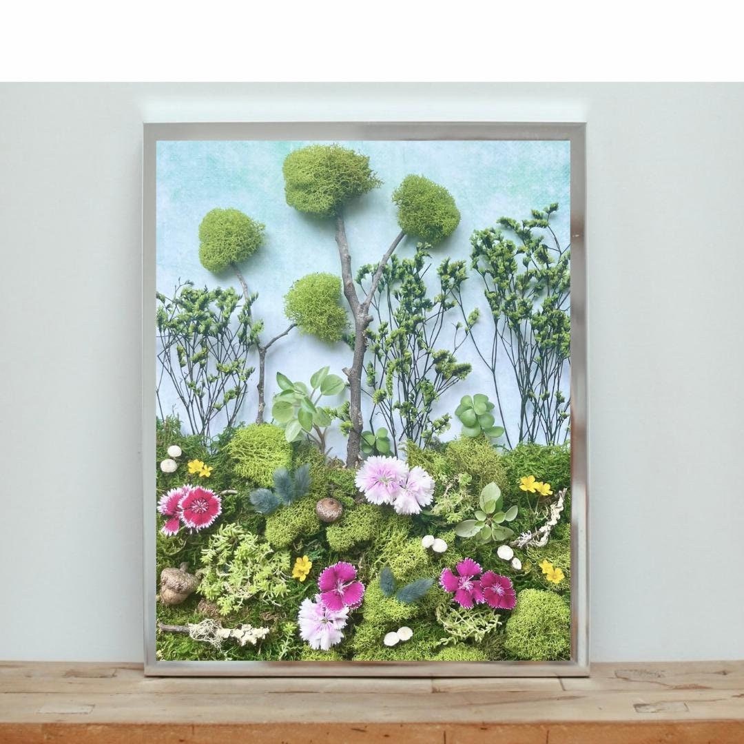 Moss Wall Art Print, Enchanted Forest Scene, Botanical Cottagecore ...