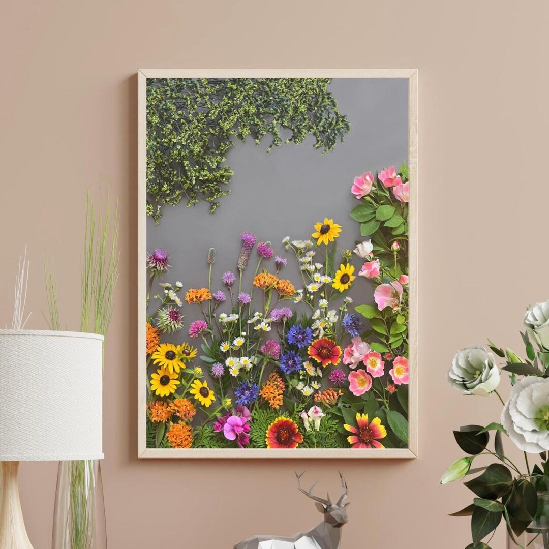 3D Wildflower Meadow Wall Art Print, Botanical Cottage Decor - Etsy