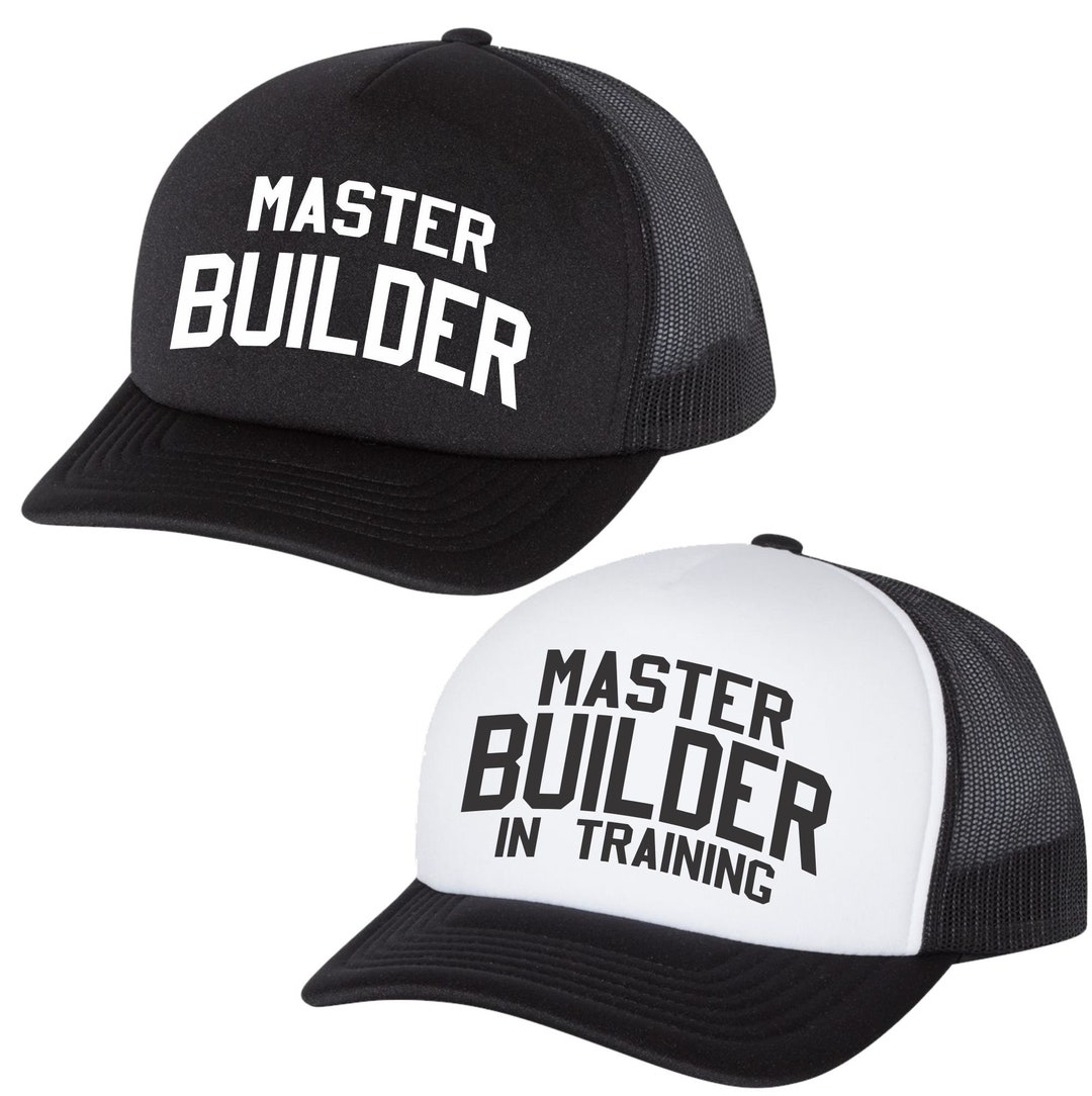 Master Builder & Trainee Trucker Hats - Father Son Hat Set - Many ...