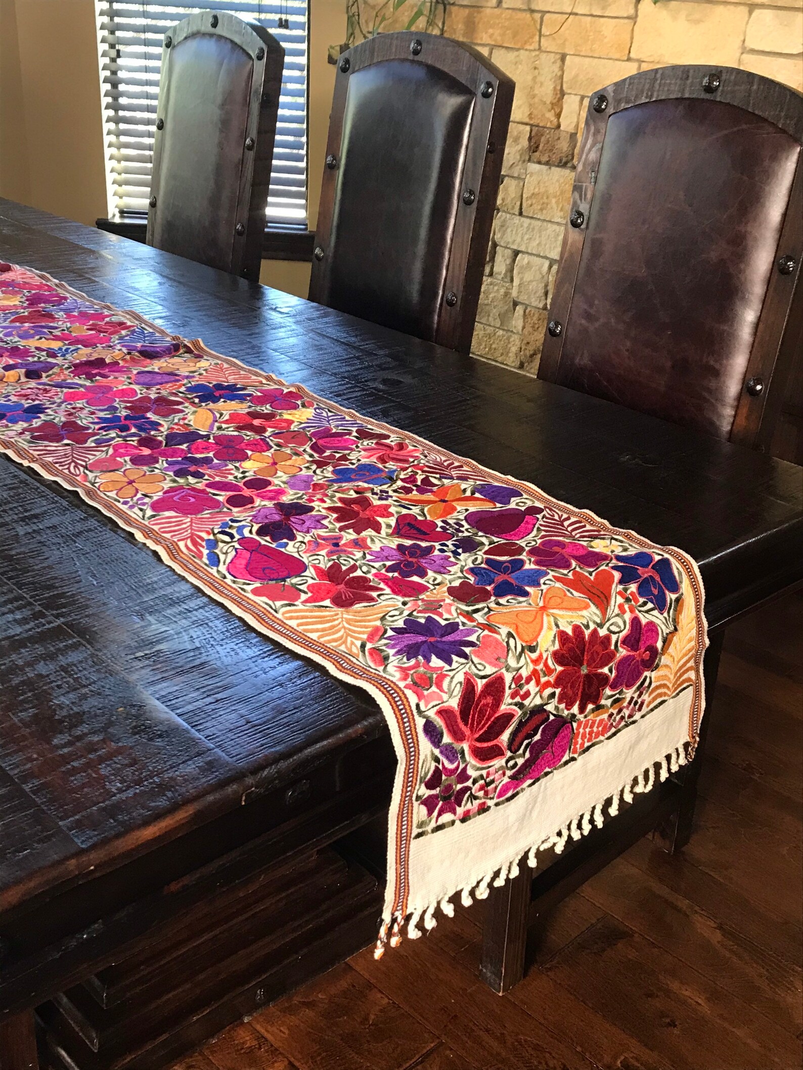 Mexican table runner home decor White. | Etsy