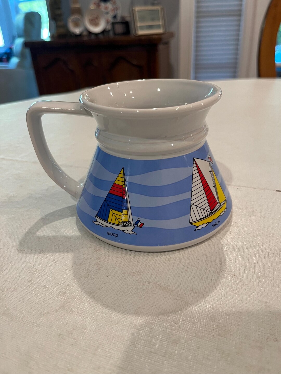 Vintage Wide Flat Bottom Sailing Boat Mug. Great Colors! - Etsy