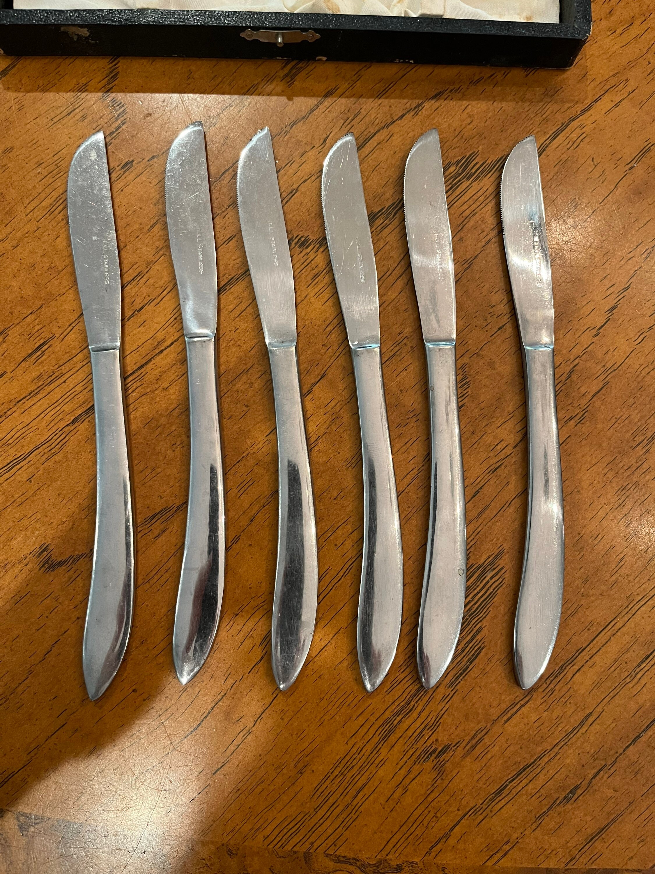 Vintage Mid Century Modern Style Hull Stainless Steel Knife Set With ...