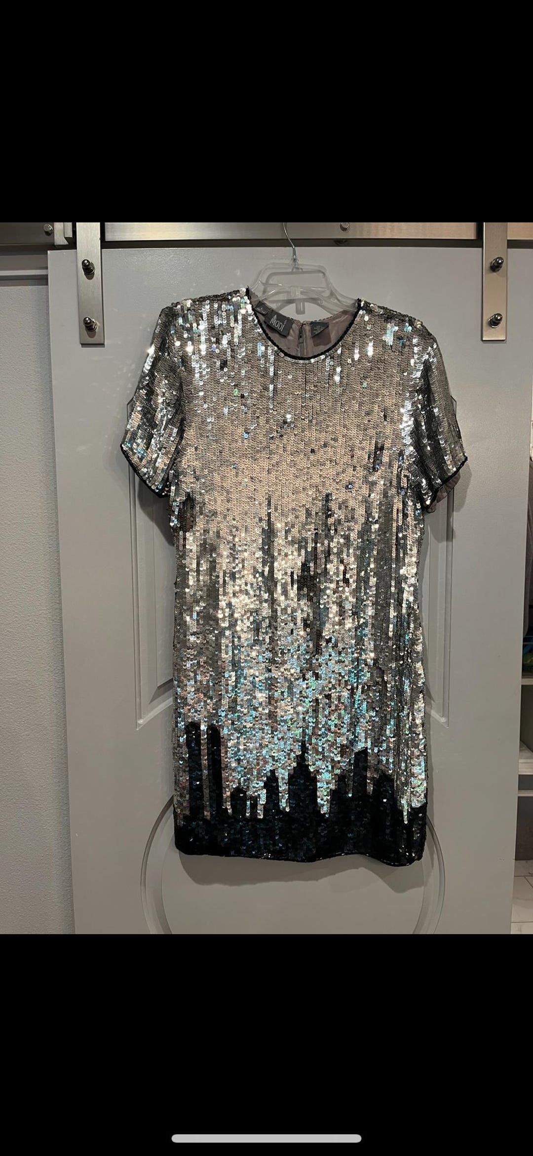 Vintage Silver and Black NYC Sky Scape Sequin Dress. AMAZING! Heavy. - Etsy