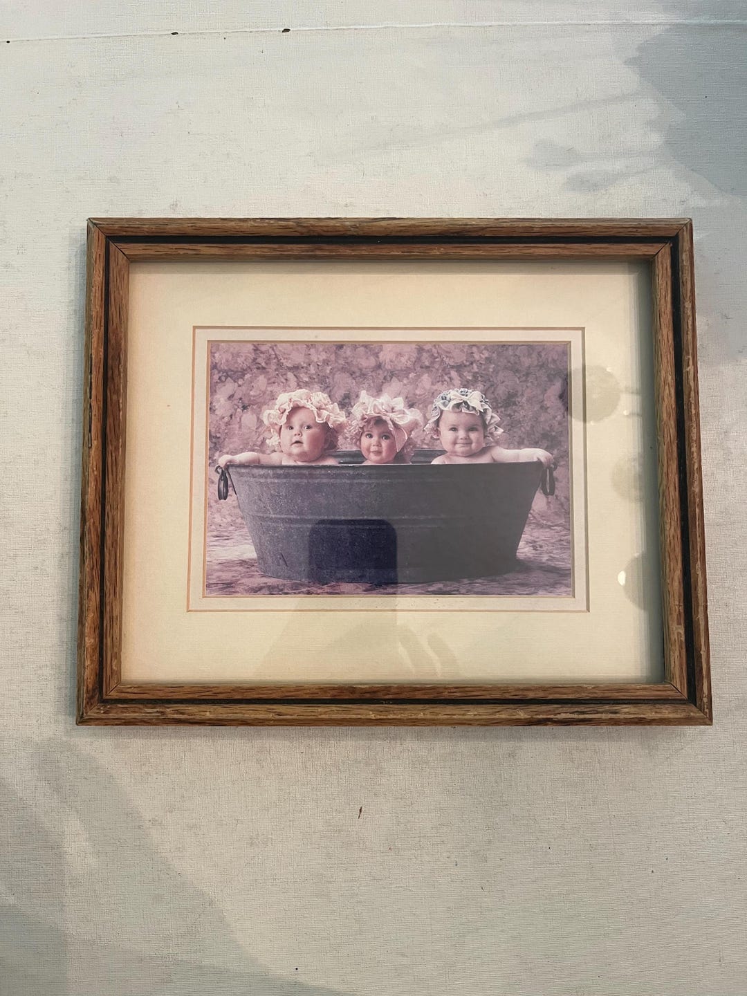 Vintage 90s Anne Geddes Style Bathing Babies Print. Framed. Super Cute ...