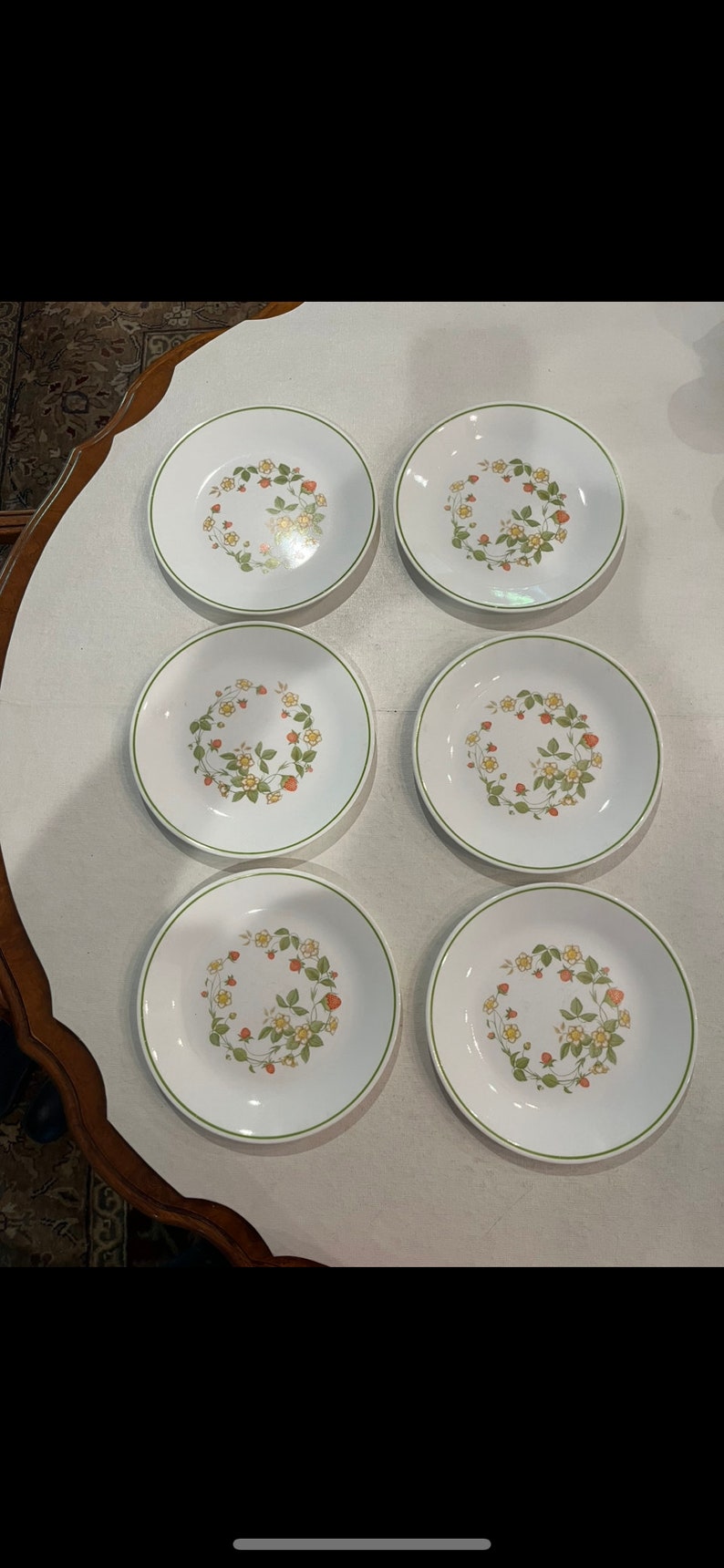 Vintage Corelle Strawberry Blossom Plant Plate Set. Set of 6. so Sweet ...