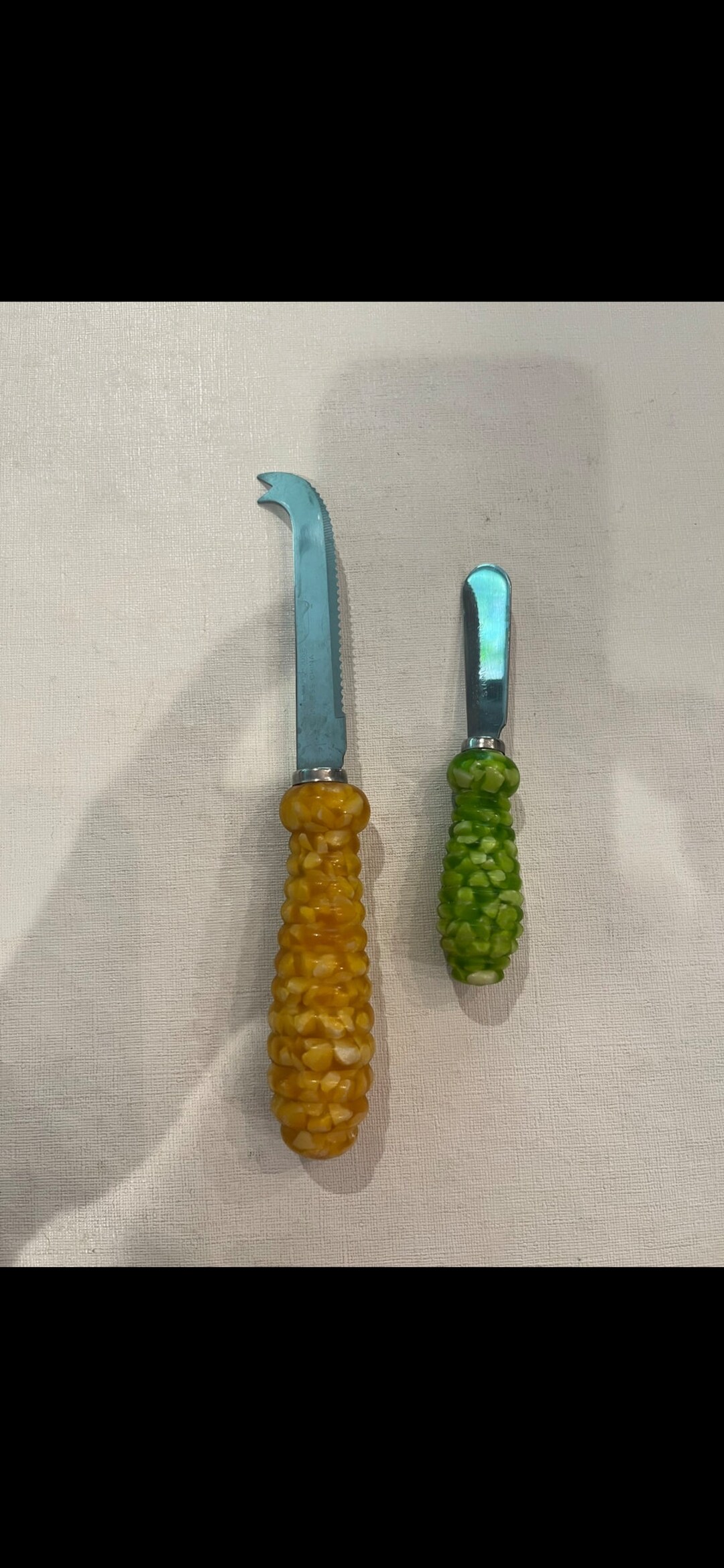 Vintage corn Vomit Jelly Handled Cheese Serving Knife Set. MCM Style ...