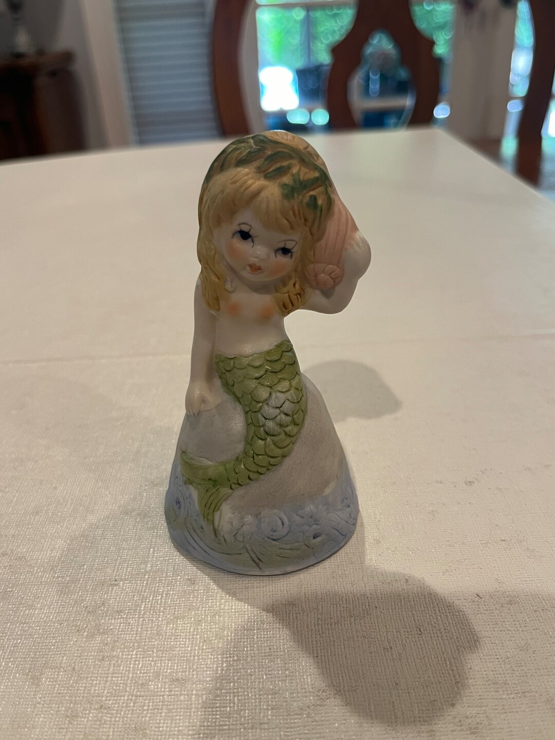 Vintage Adorable Mermaid Listening to a Shell Bisque Porcelain Style ...