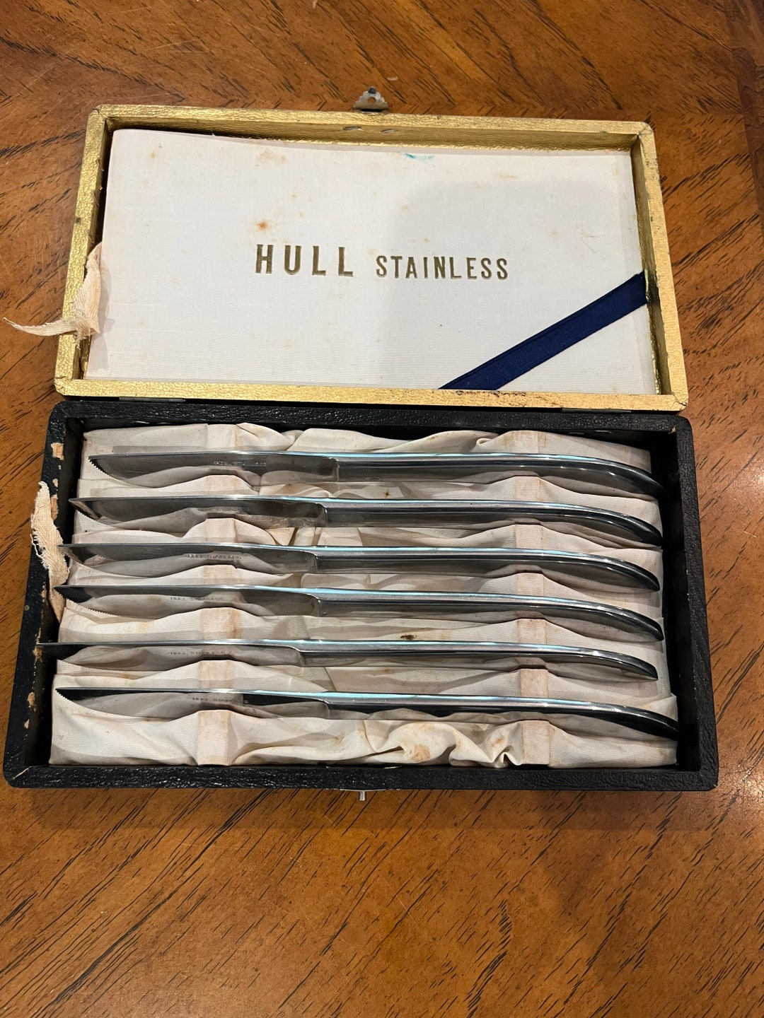 Vintage Mid Century Modern Style Hull Stainless Steel Knife Set With ...