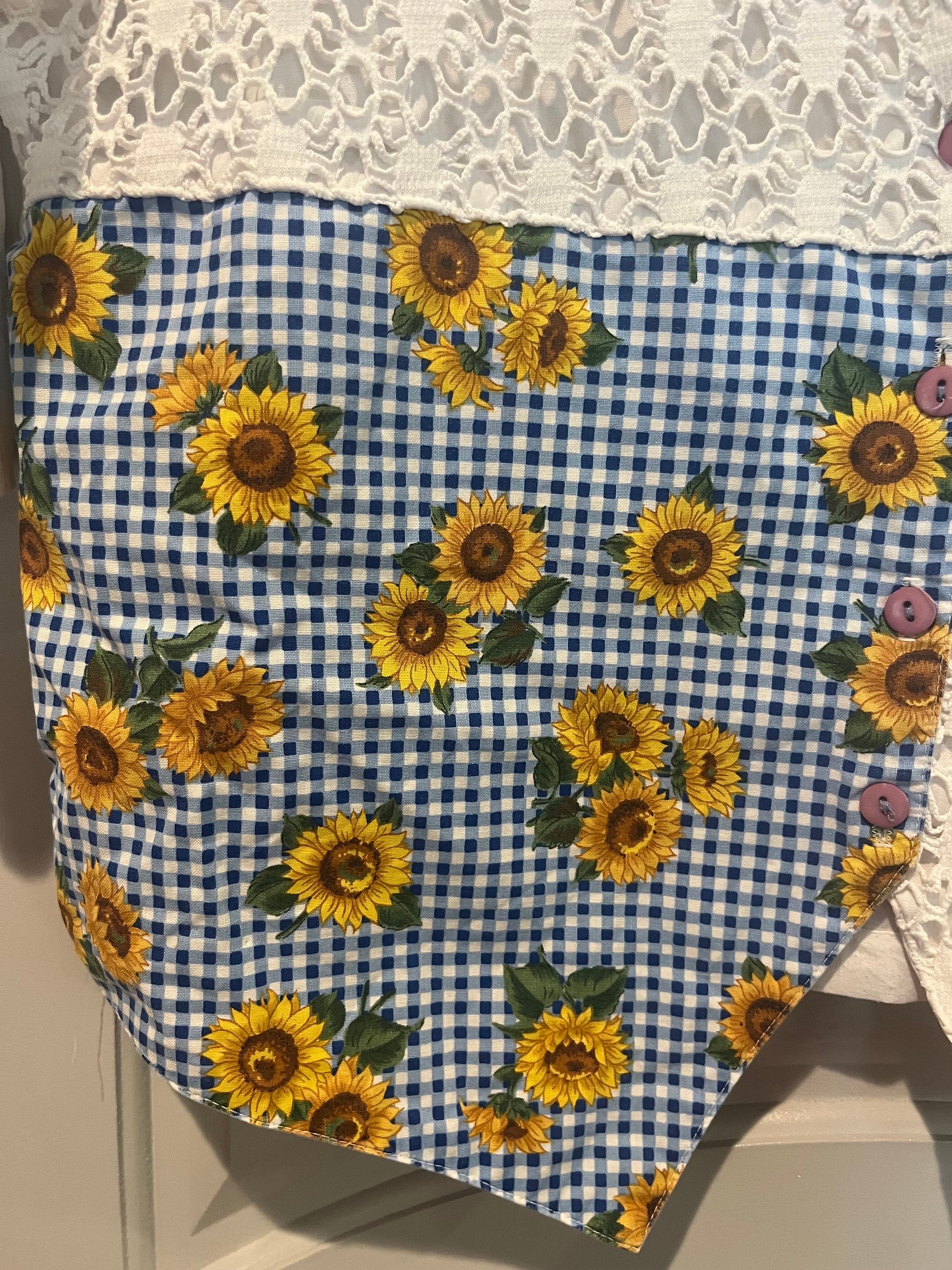 Vintage 90s Attached Patchwork Sunflower Vest Blouse. so Cute - Etsy