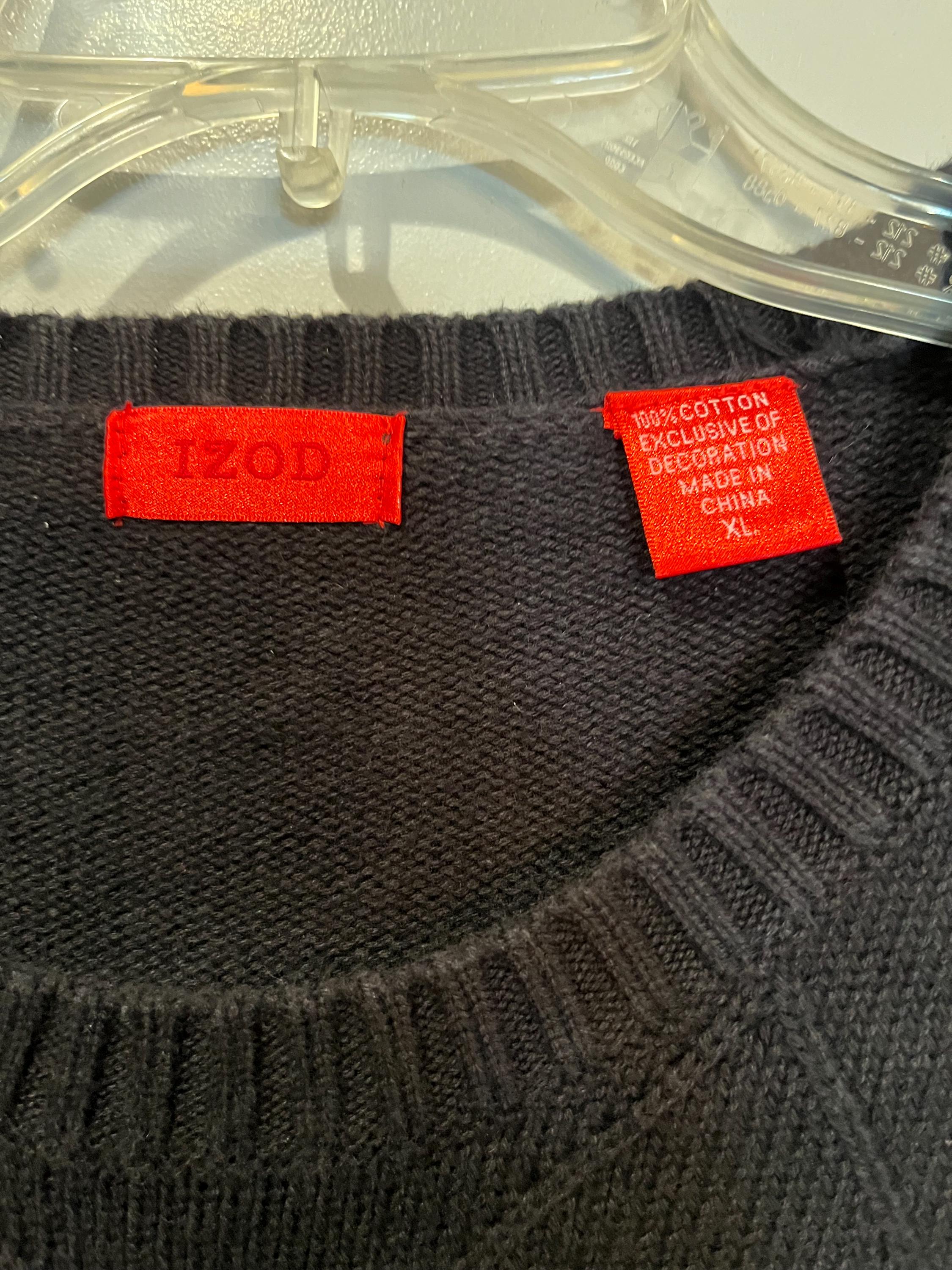 Vintage Classic IZOD Black on Black Cotton Argyle Style Sweater. so ...
