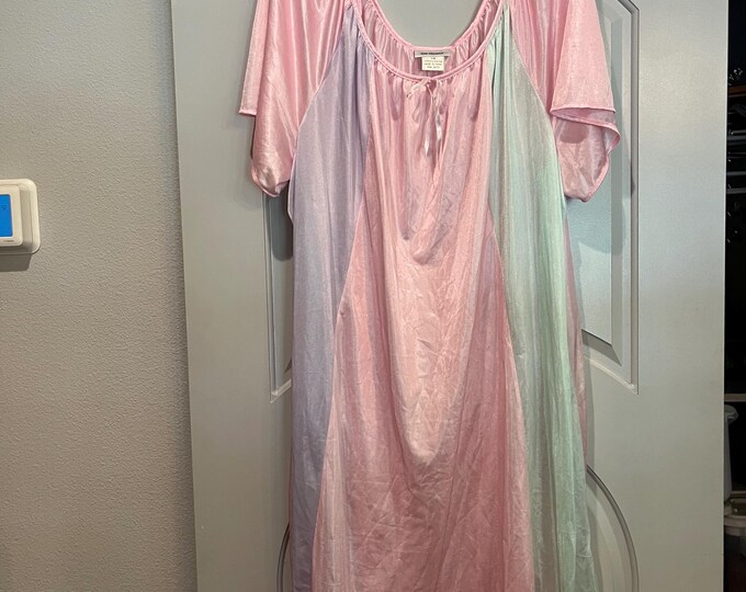 Vintage 1980 Does 1960s Style Pink Pastel Nylon Night Shirt/ Dress. GUC ...