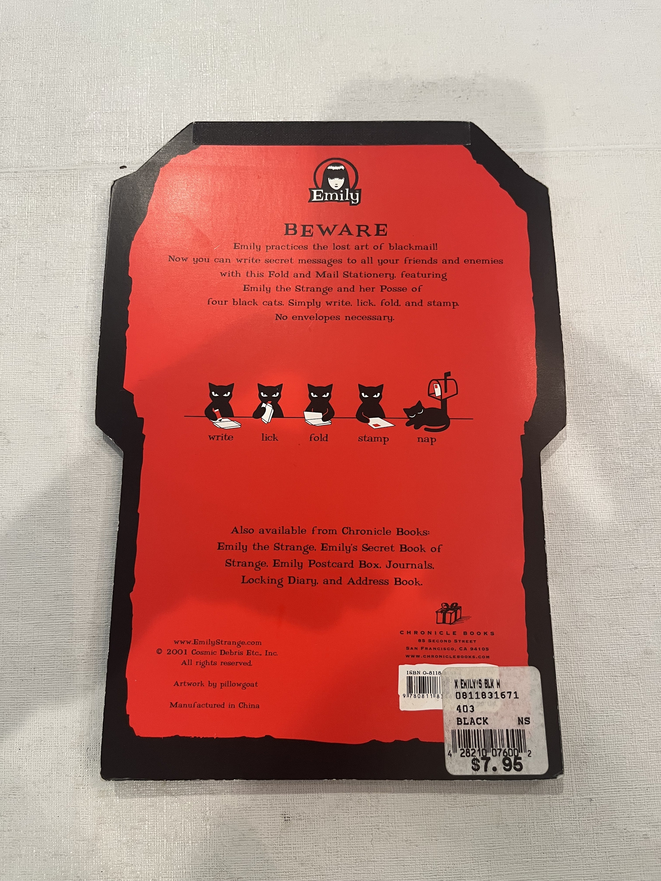 Rare 2001 Emily the Strange, Emily’s Black Mail Stationary Note Pad ...