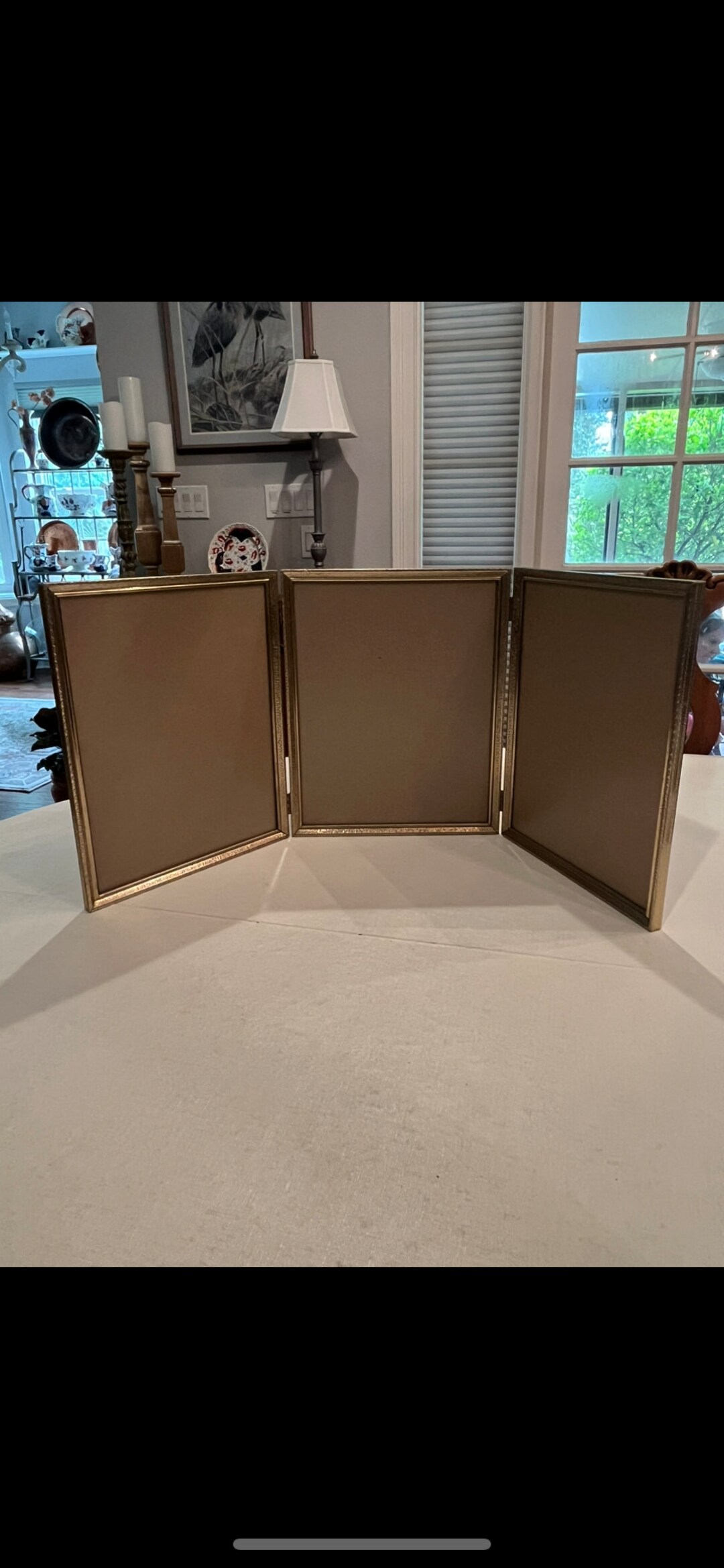 Vintage 3 Sided Adjustable Folding Gold Toned Picture Frame. GUC - Etsy