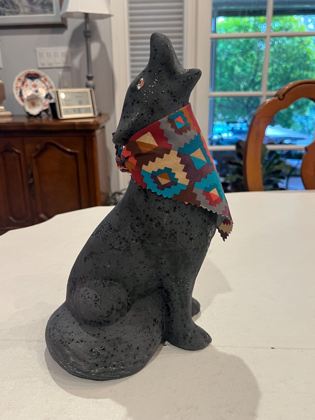 Vintage Handpainted Pottery Style Southwestern Howling Wolf Figurine ...