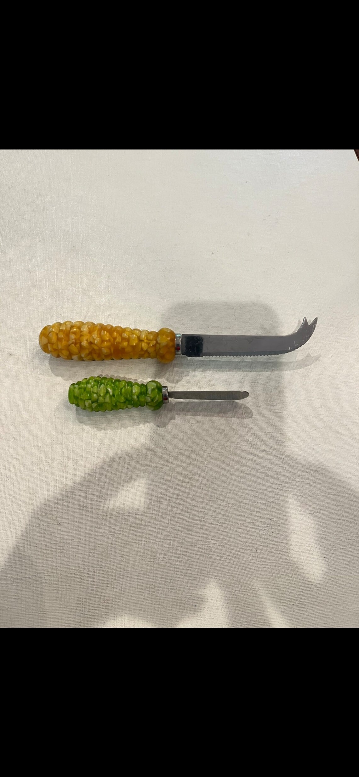Vintage corn Vomit Jelly Handled Cheese Serving Knife Set. MCM Style ...