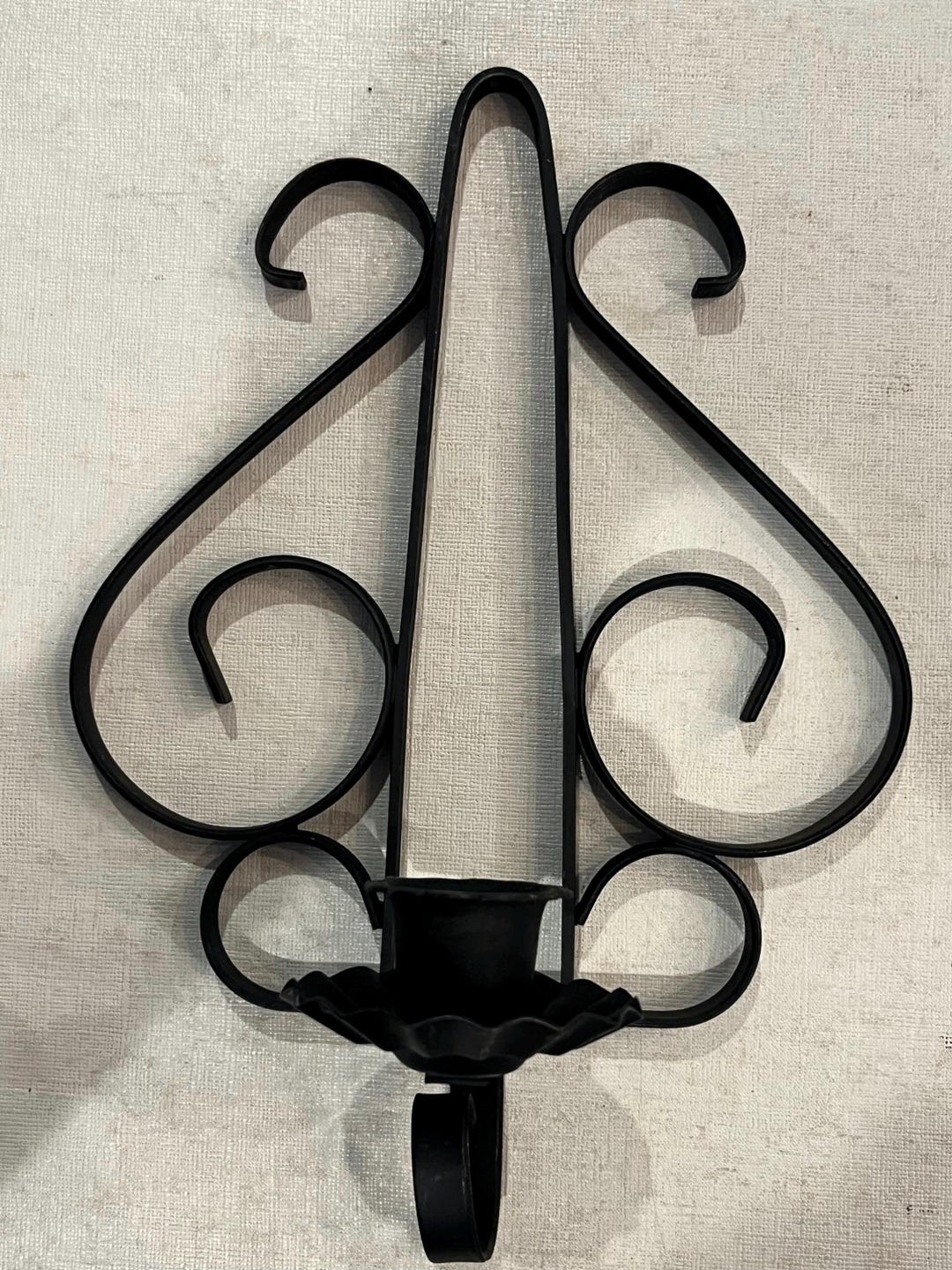 Vintage Black Metal Scroll Wall Mounted Candle Sconce. Only One. - Etsy