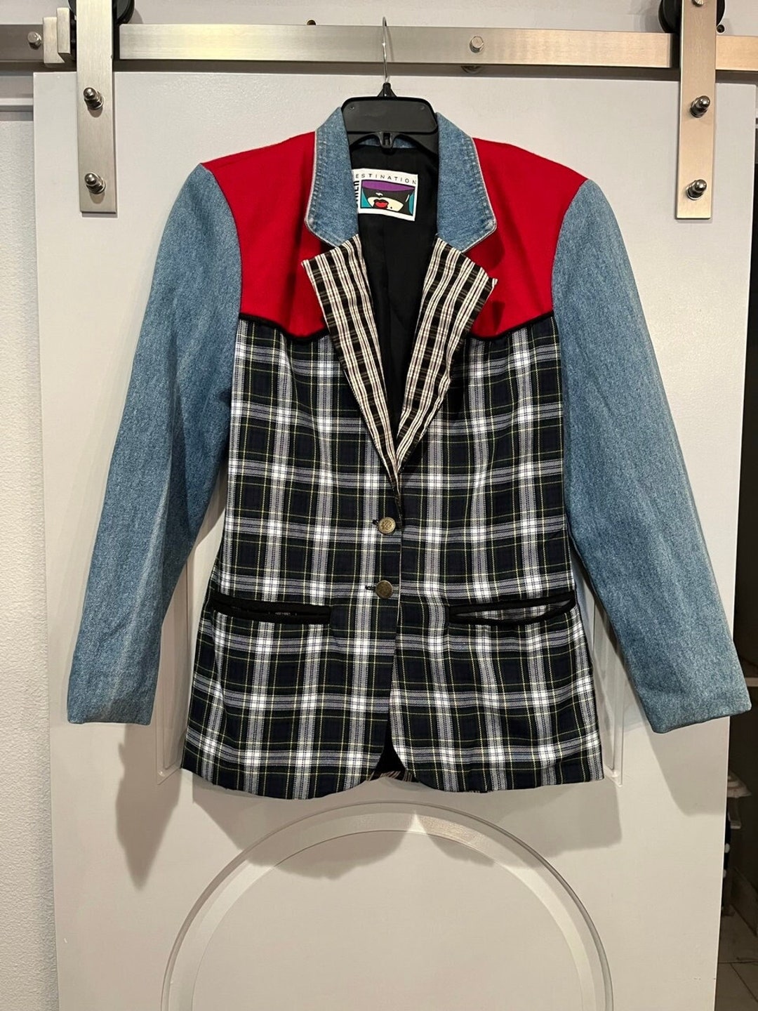 Vintage Denim/ Plaid Patchwork Style Blazer. Amazing True - Etsy