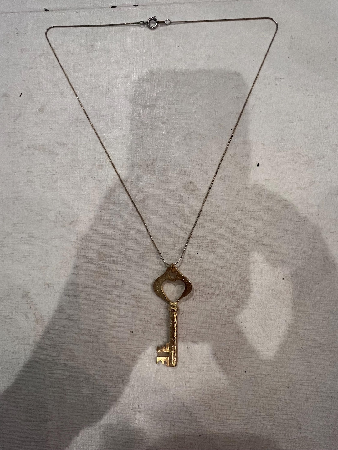 Vintage Style Gold Skeleton Key Pendant Necklace. GUC! - Etsy