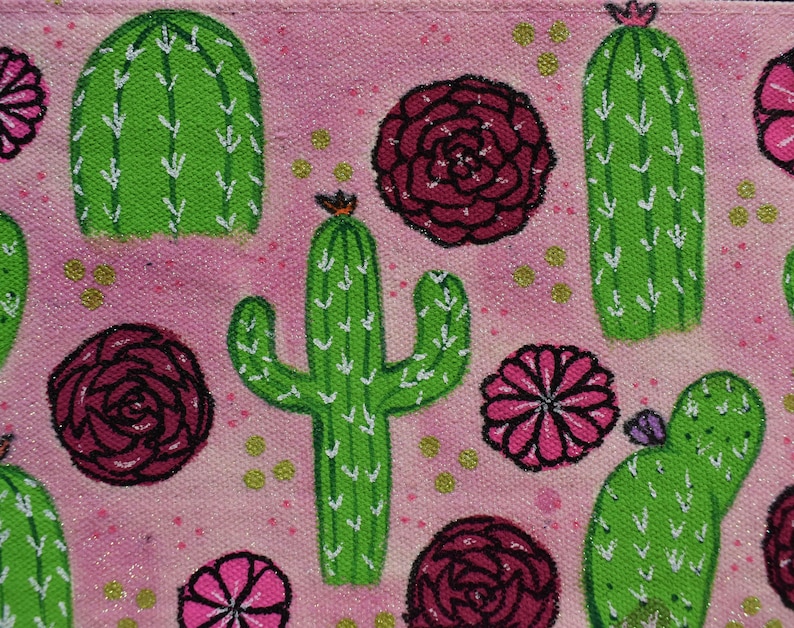 Pink Glitter Cactus With Wild Flowers - Etsy