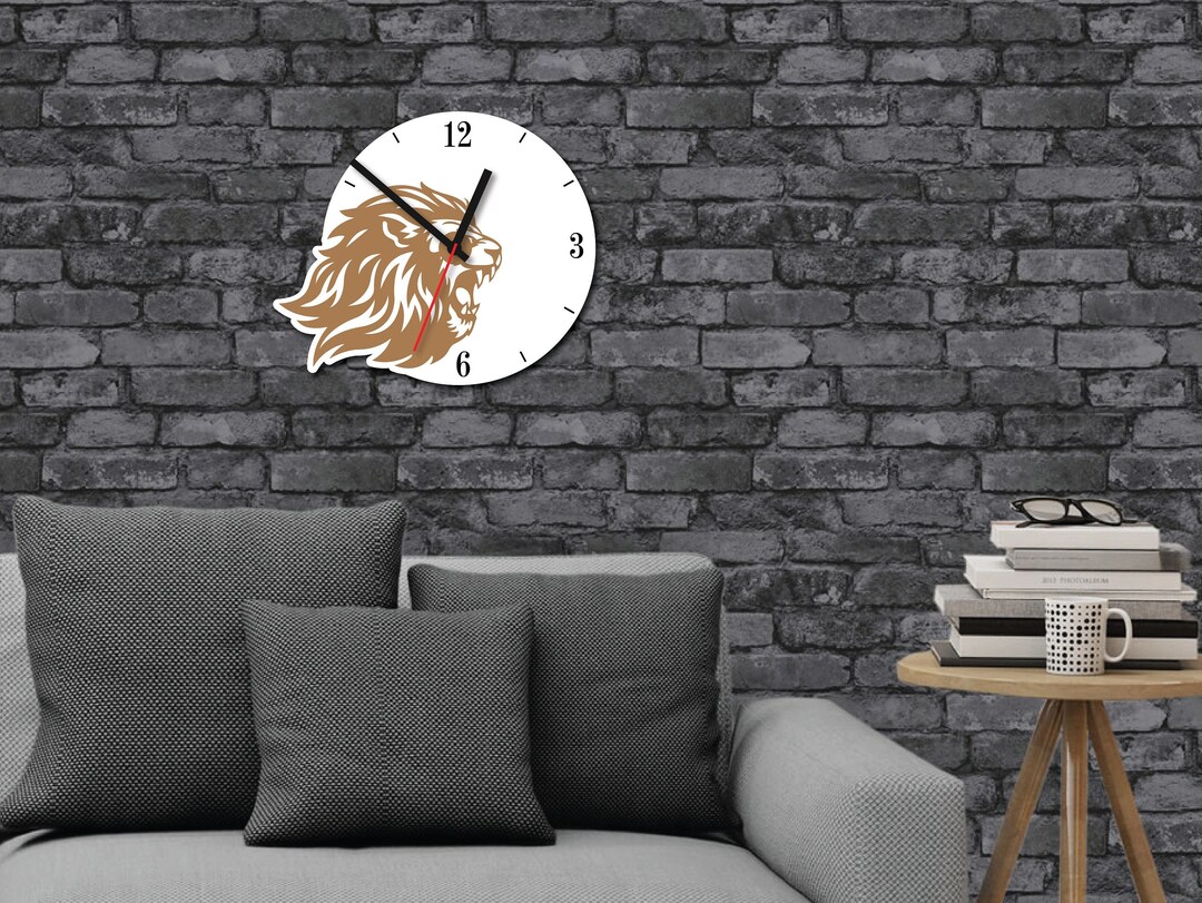 Lion Head Clock Wall | Engraved Clock | Wood Clock - Etsy