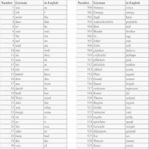 1000 Most Common German Words – Frequency Vocabulary PDF | Essential ...