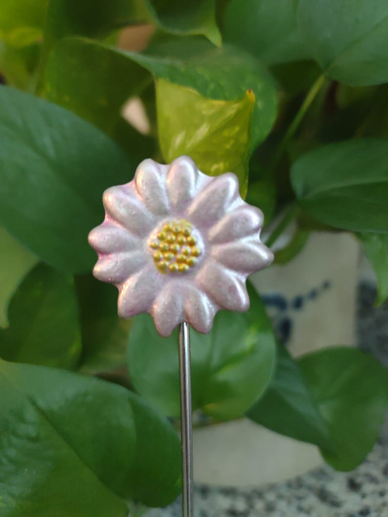 Flowers & Butterfly Pewter Plant Stakes in Vibrant Colors - Etsy