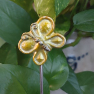 Flowers & Butterfly Pewter Plant Stakes in Vibrant Colors - Etsy