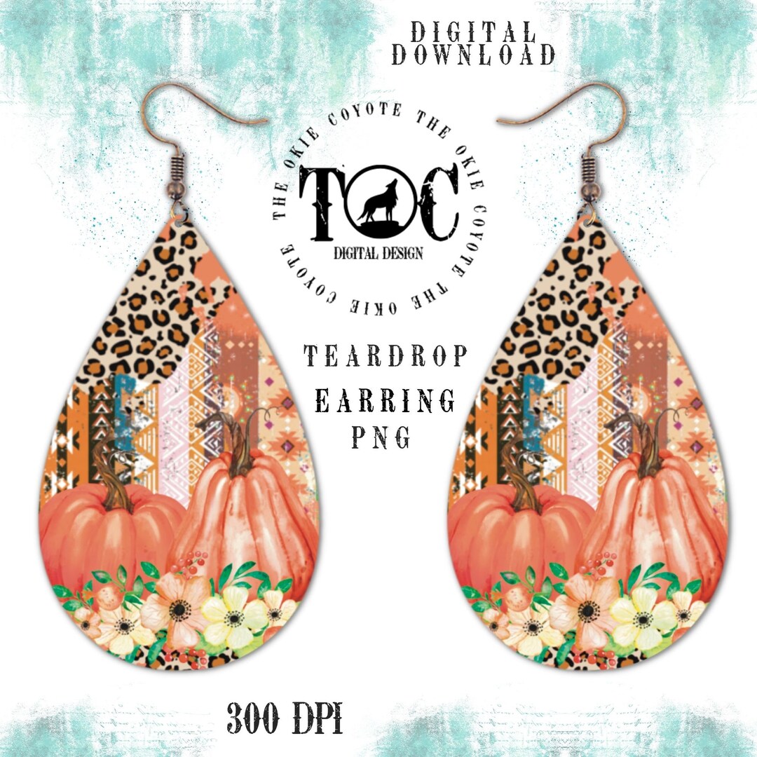 Teardrop Earring Template, PNG, Digital Download, Sublimation Design ...