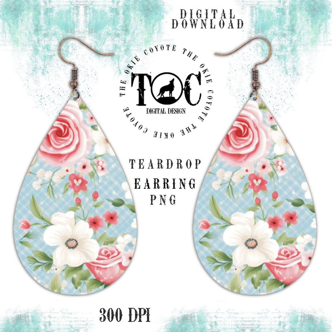 Teardrop Earring PNG, Sublimation Template, Printable Heat Transfer ...