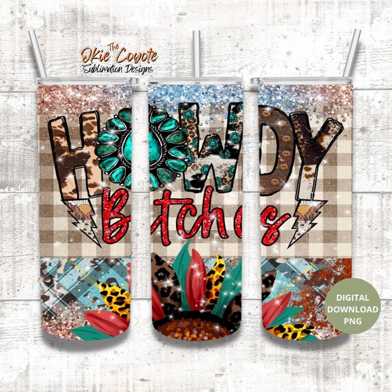 Western Howdy Tumbler Cup Template 20 Ounce Skinny PNG - Etsy