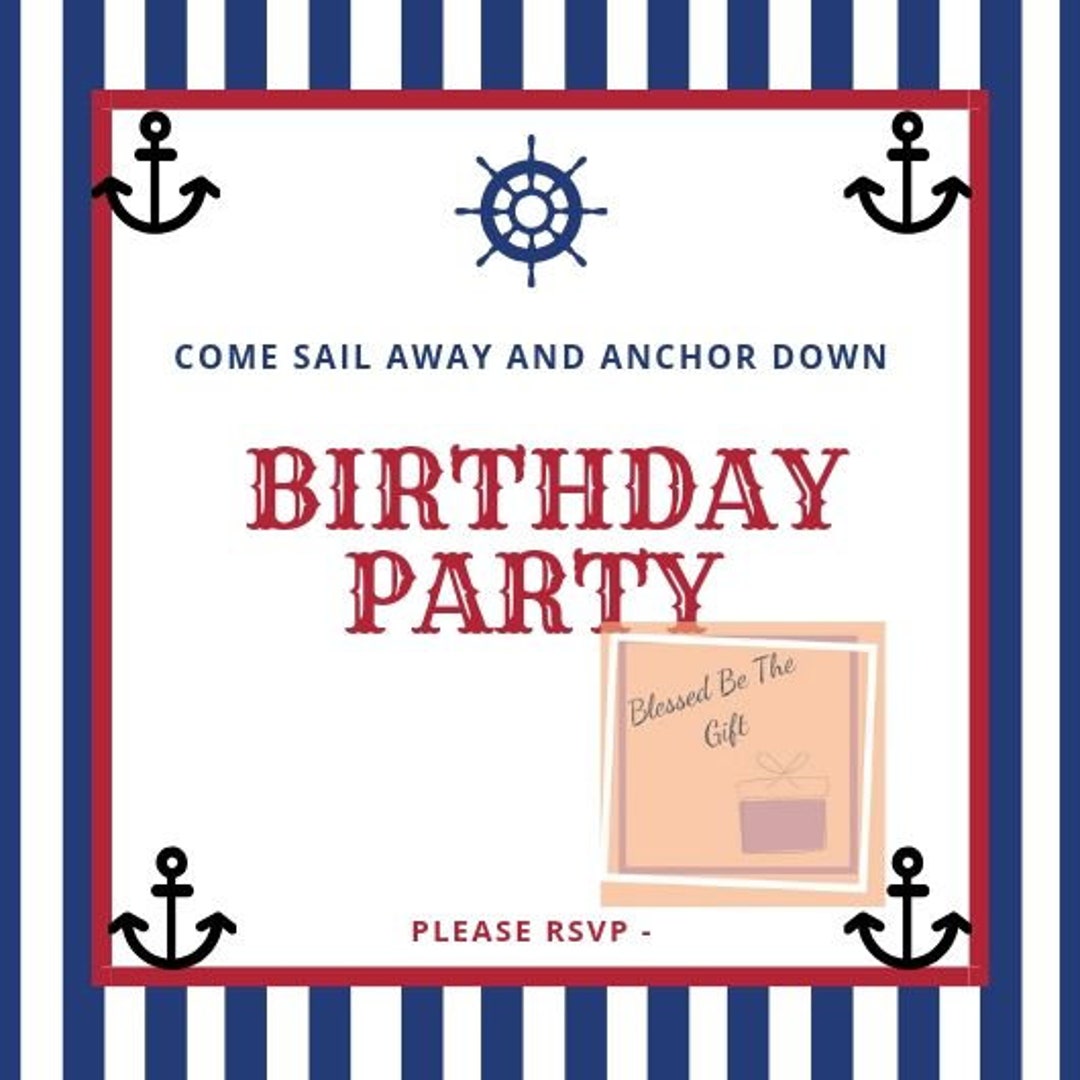 Anchor Birthday Partydigital Download Invitation - Etsy