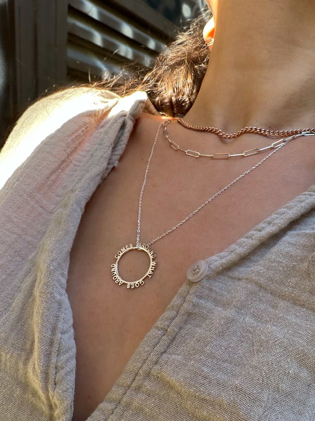 Sterling Silver Circle Karma Necklace | Delicate Minimalist Jewelry ...