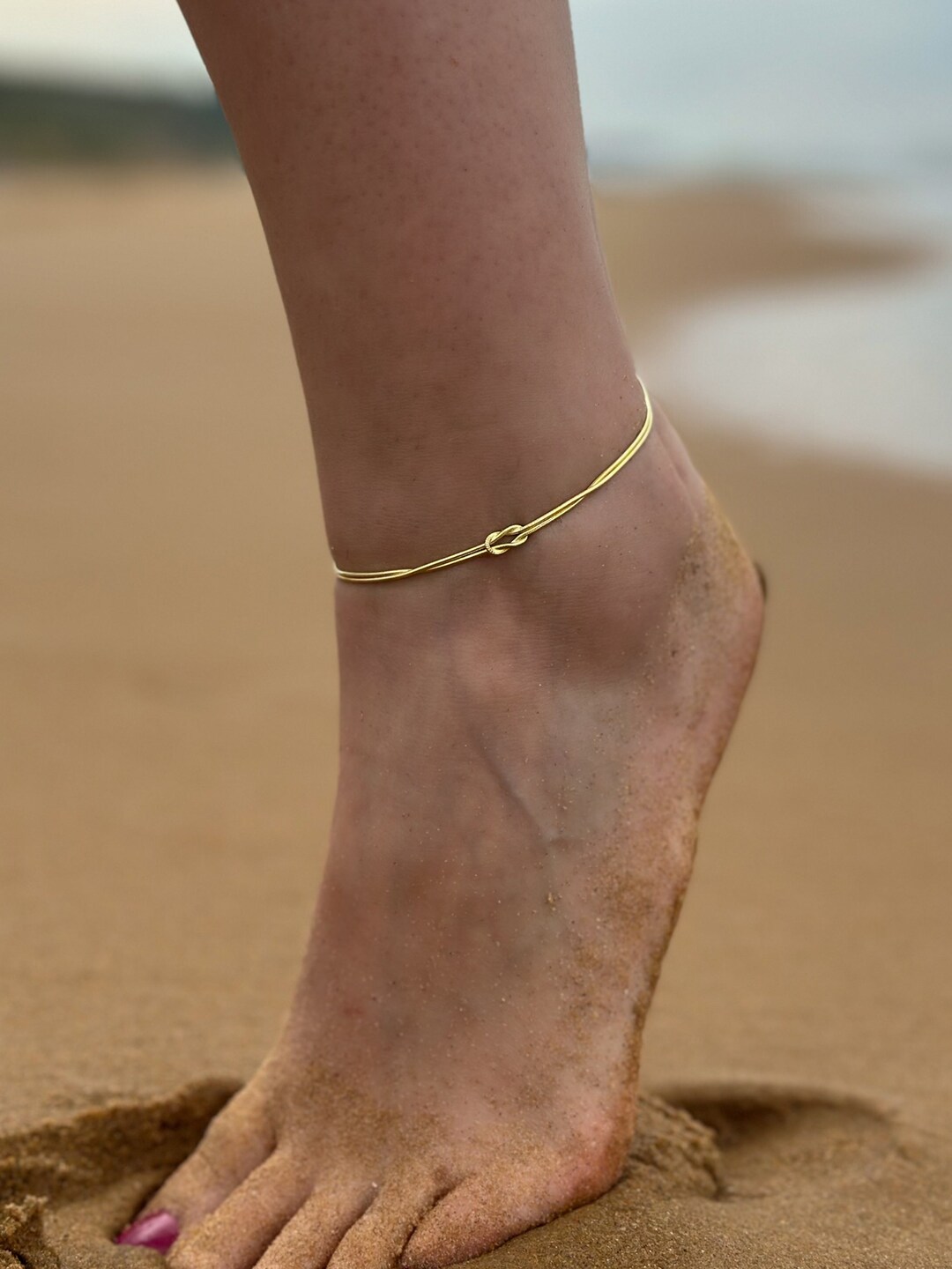 Double Chain Knot Anklet Delicate Anklet Dainty Summer Anklet Body ...