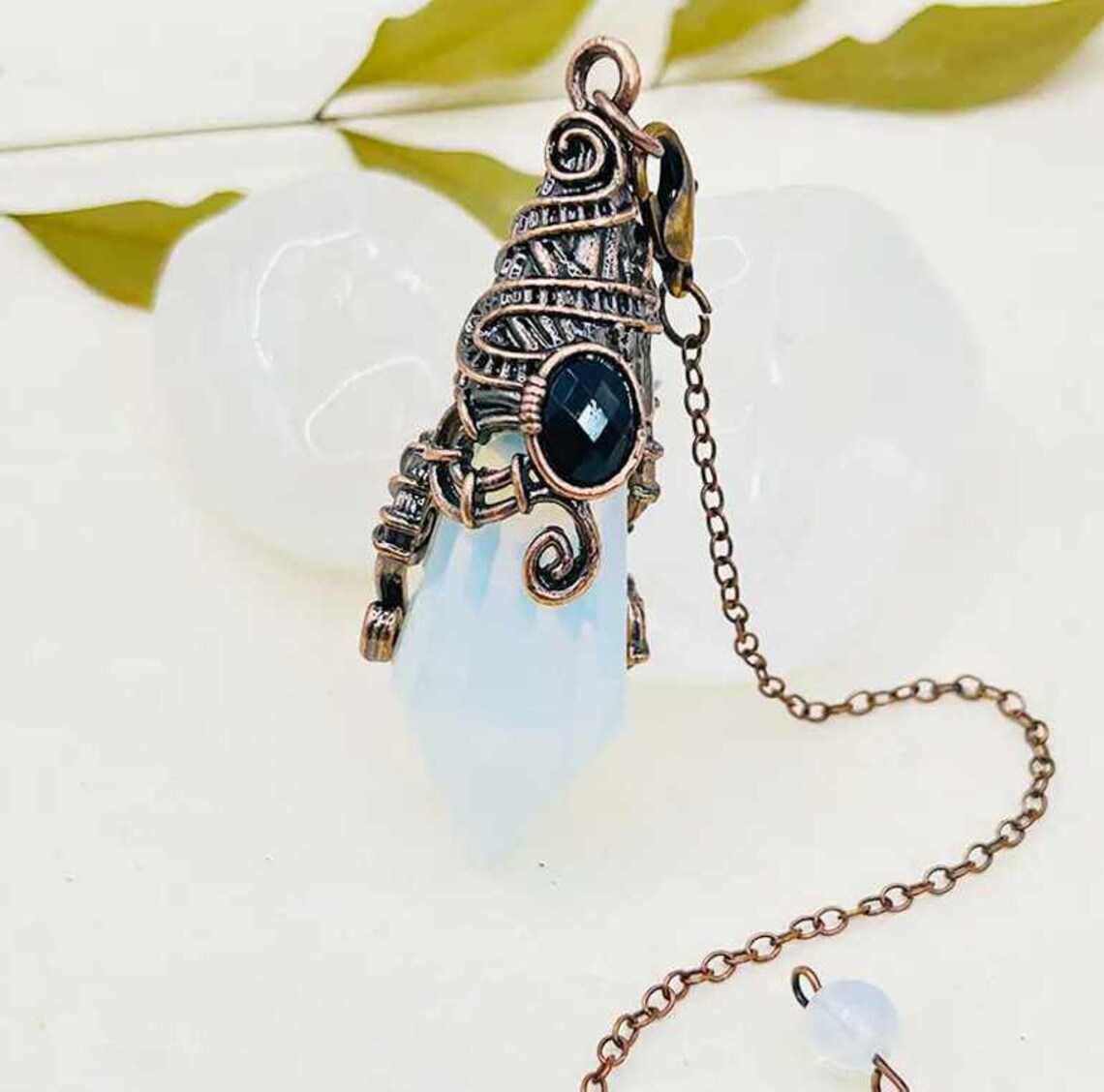 Vintage Opal Crystal Hexagonal Pyramid Pendulum - Etsy