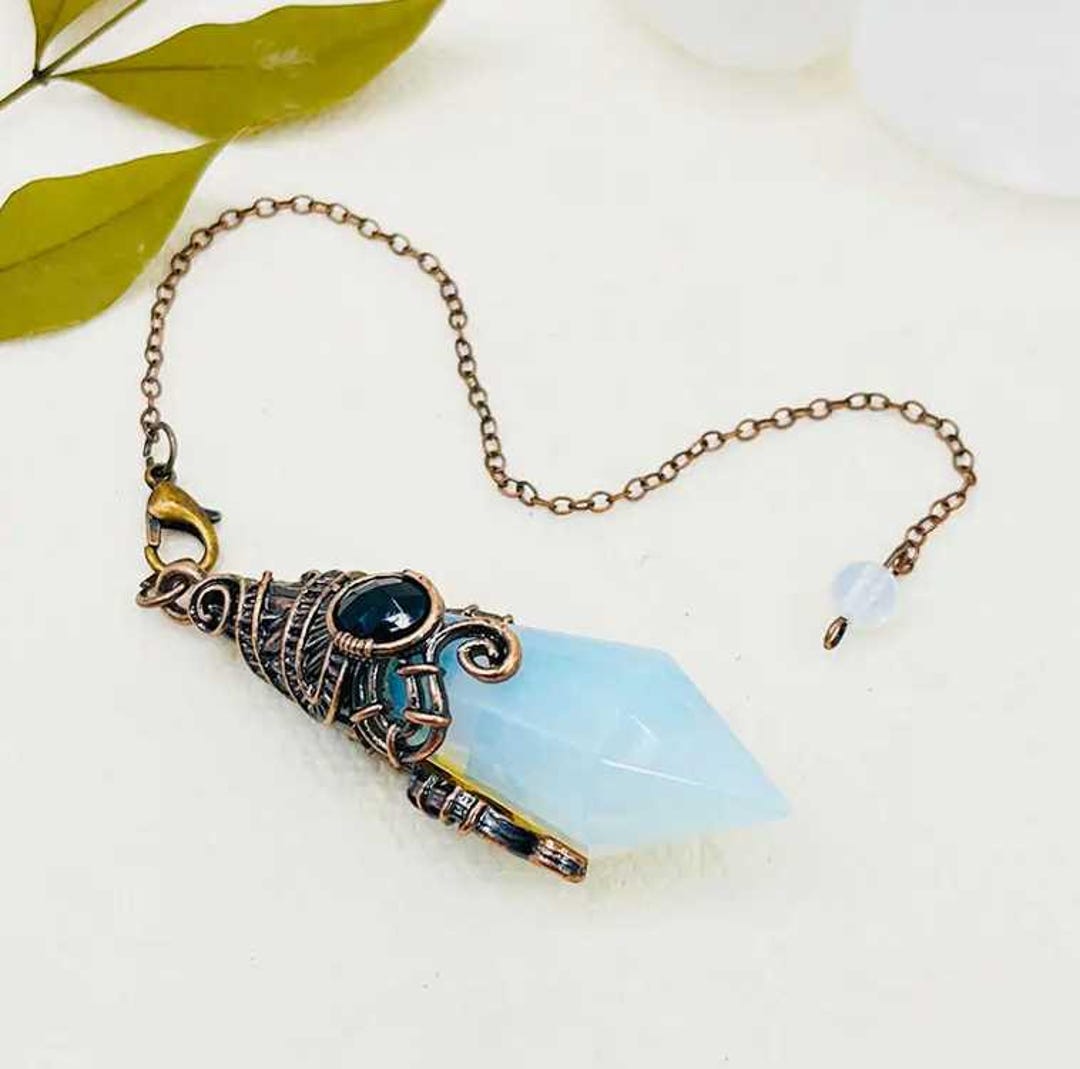 Vintage Opal Crystal Hexagonal Pyramid Pendulum - Etsy