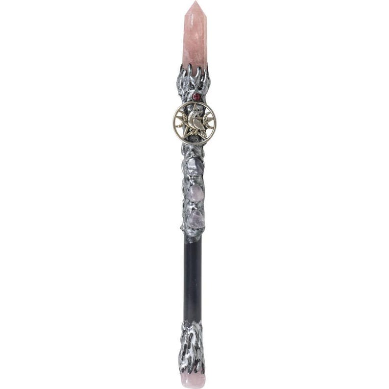 Magick Wand - Rose Quartz Point W/ Silver Raven - Etsy
