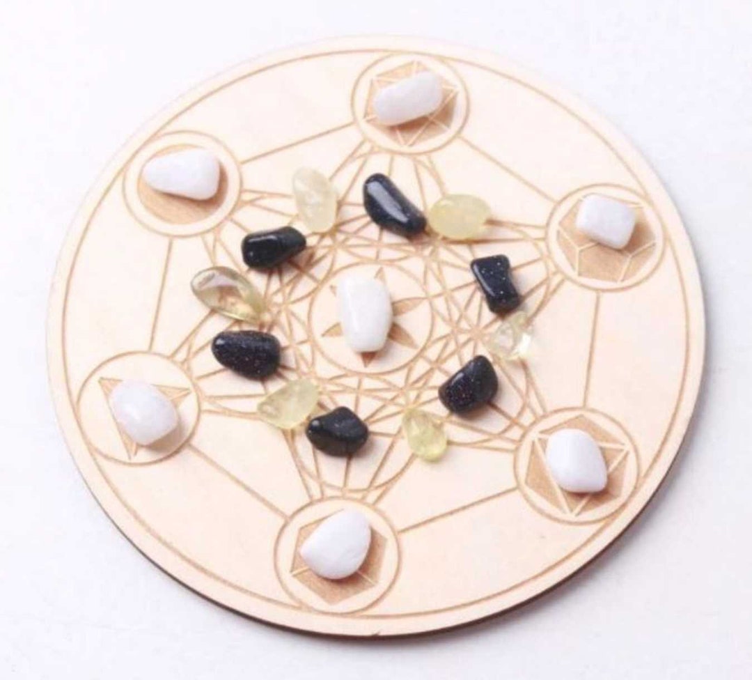 Wooden 4' Crystal Grid Board Set / Moonstone, Citrine & Blue Sandstone ...