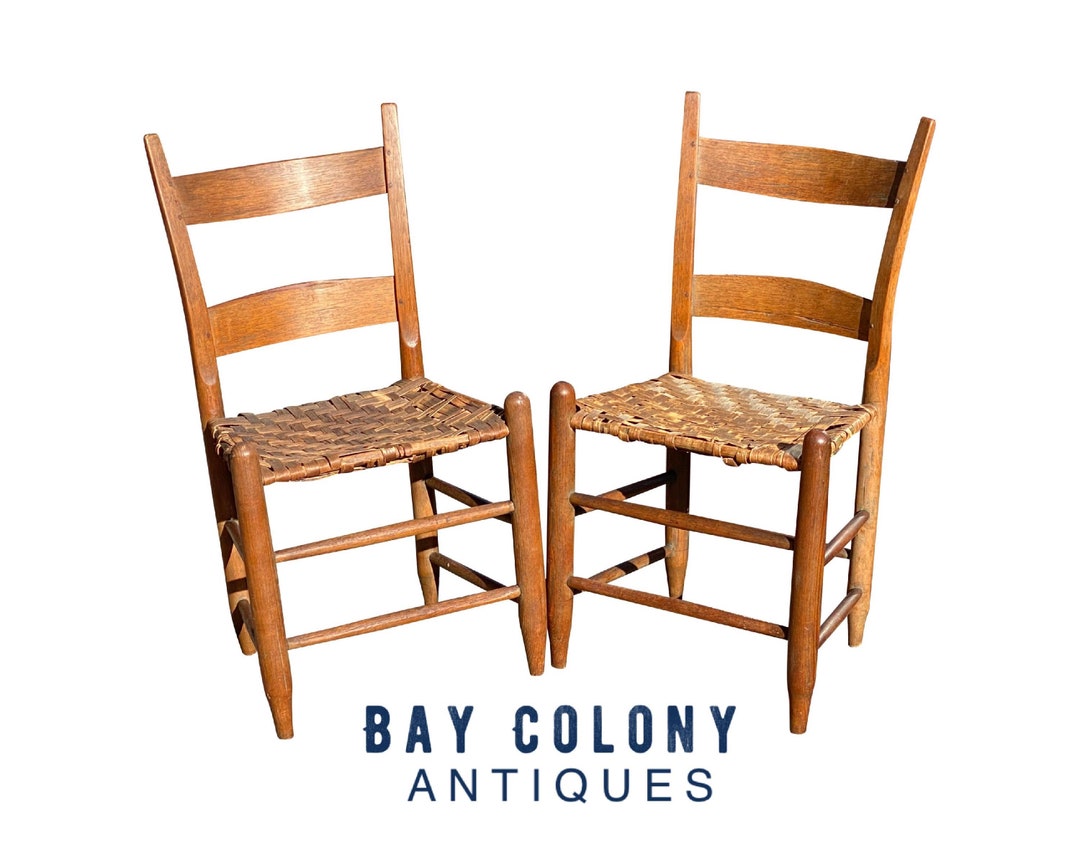 19th Century Antique Country Primitive Pair of Windsor Thumb Back ...