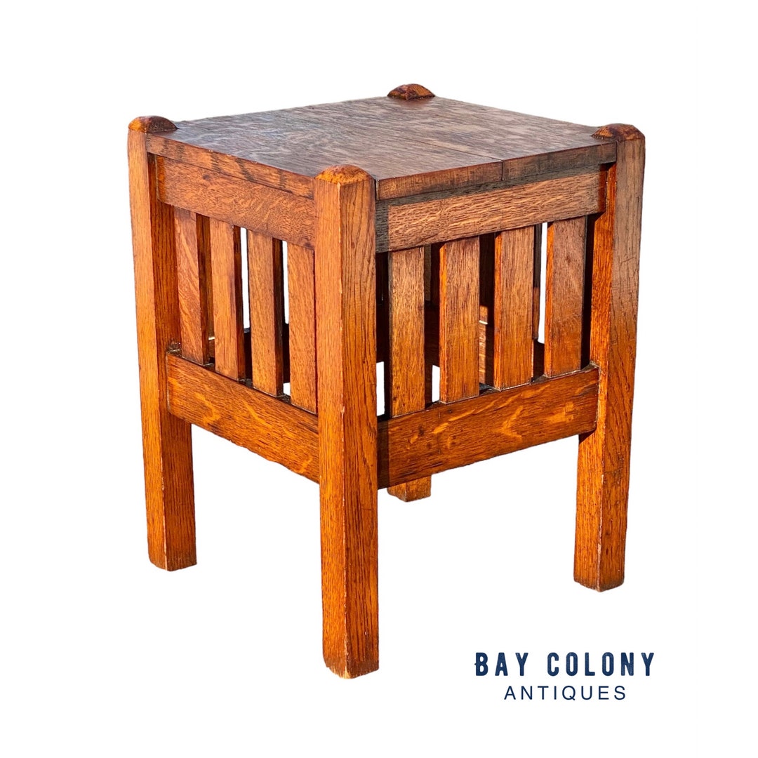 Antique Arts & Crafts Oak Slatted Tabourette / Plant Stand - Etsy