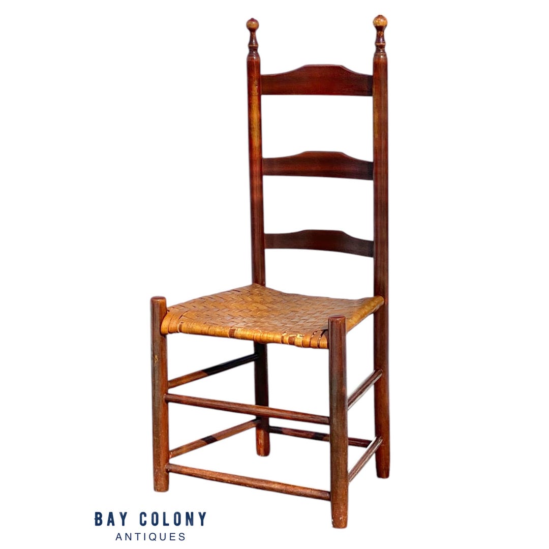 Antique Queen Anne Ladder Back Chair With Splint Seat - Etsy