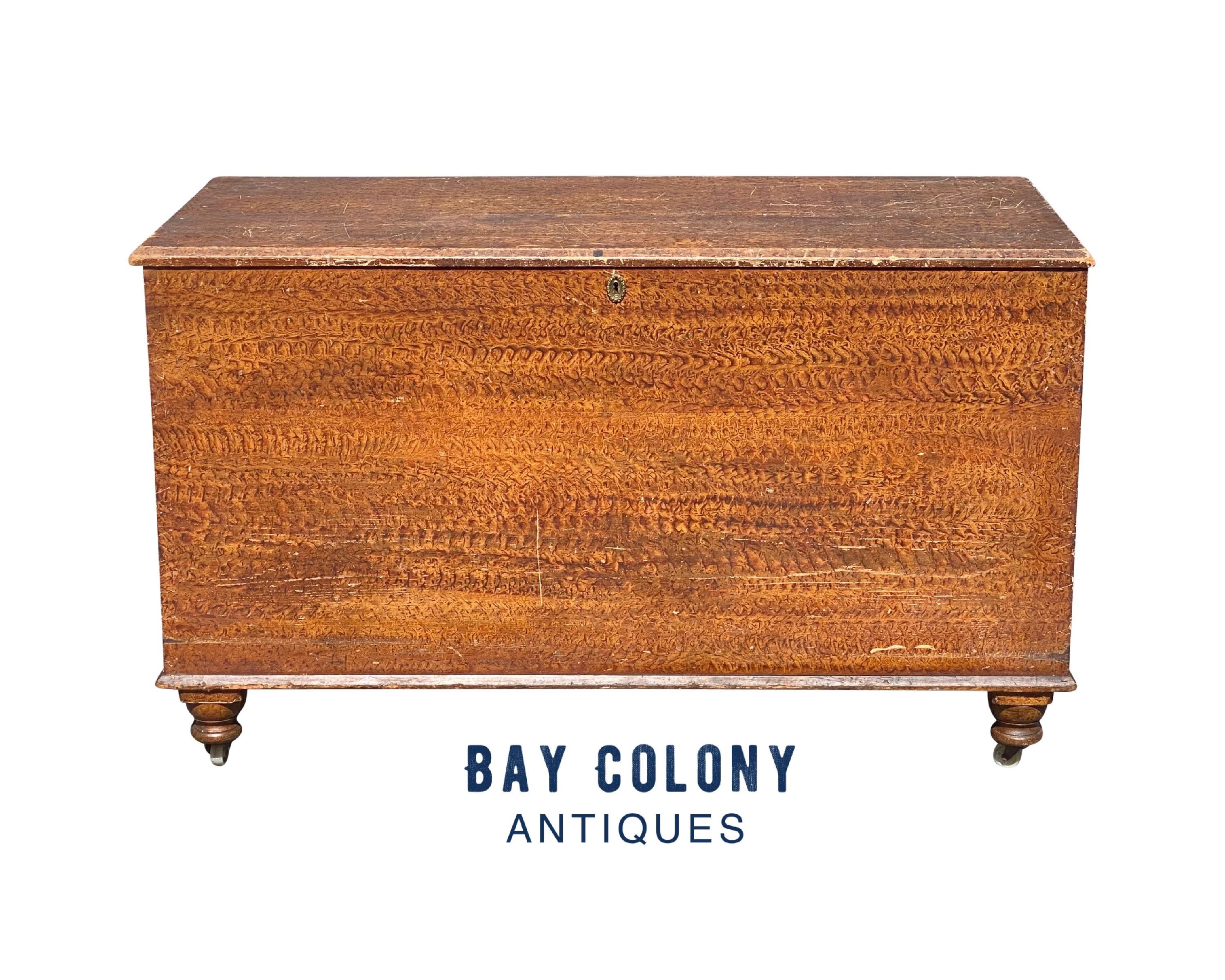 Large Antique Painted Lift Top Blanket Chest / Blanket Box 52 Wide X 31 ...