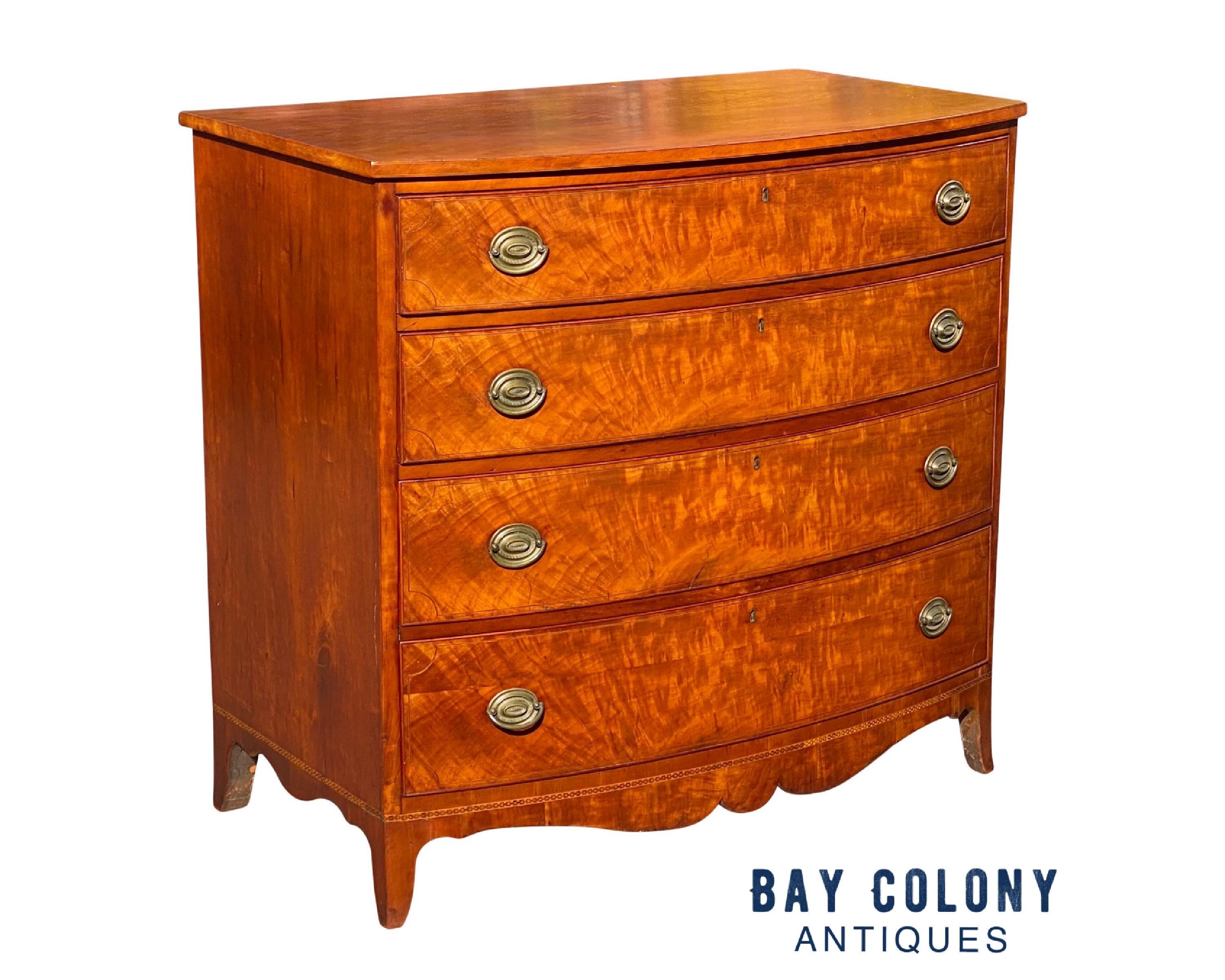 18th Century Antique Massachusetts Mahogany Bow Front Dresser / Chest ...