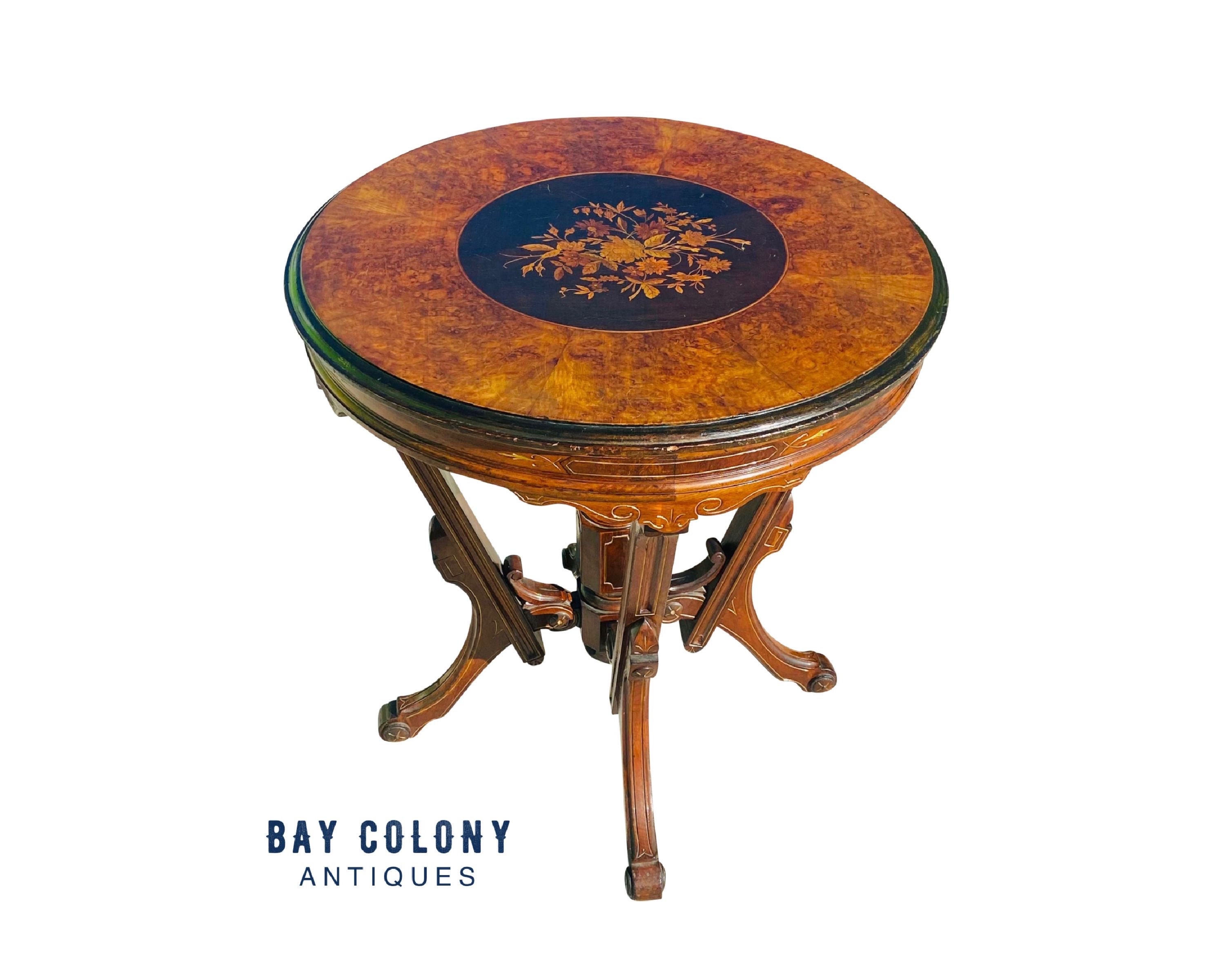 Victorian Renaissance Revival Burled Walnut Floral Marquetry - Etsy