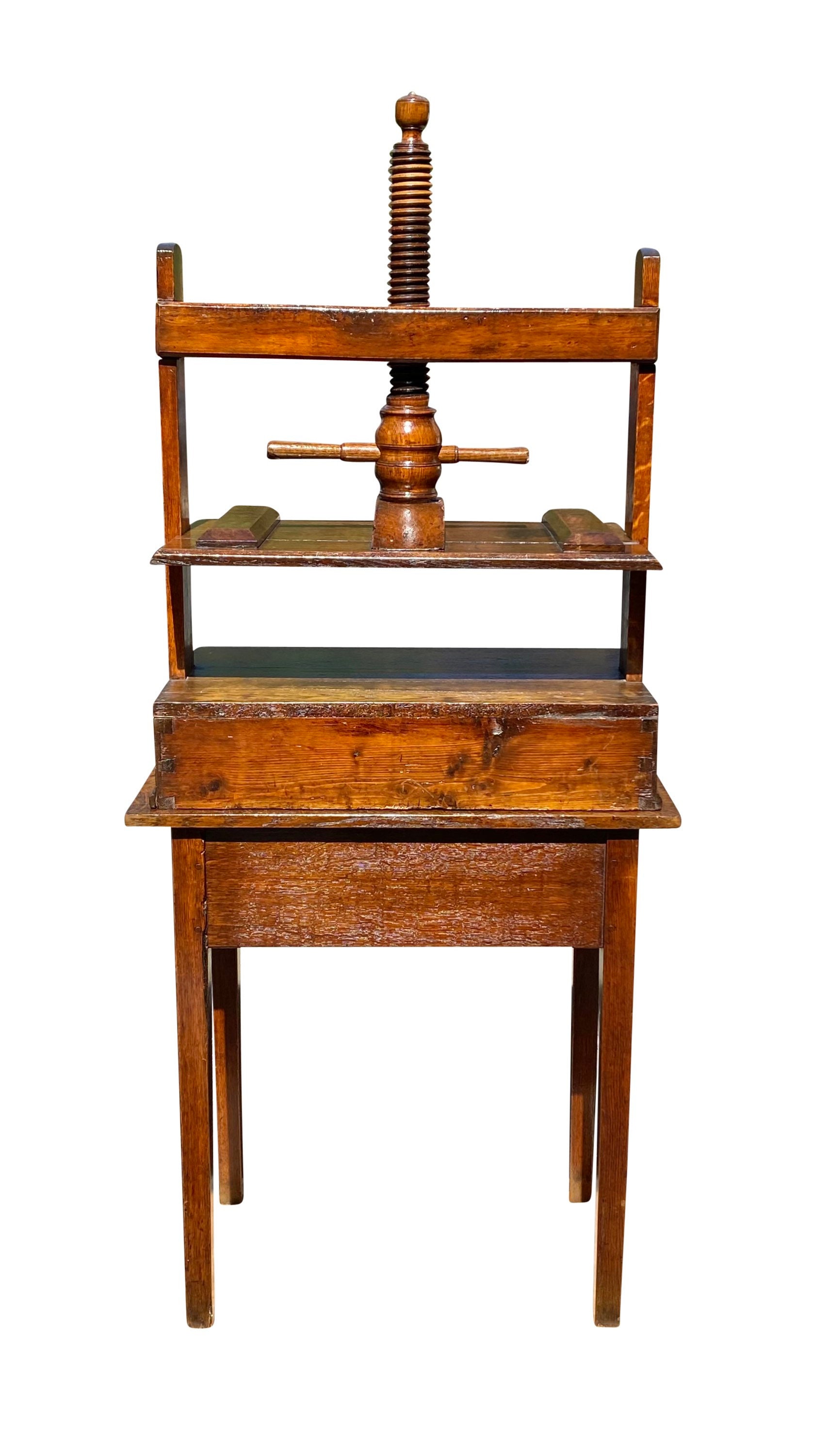 18th C Antique English Tiger Oak Book Press on Stand With 2 - Etsy