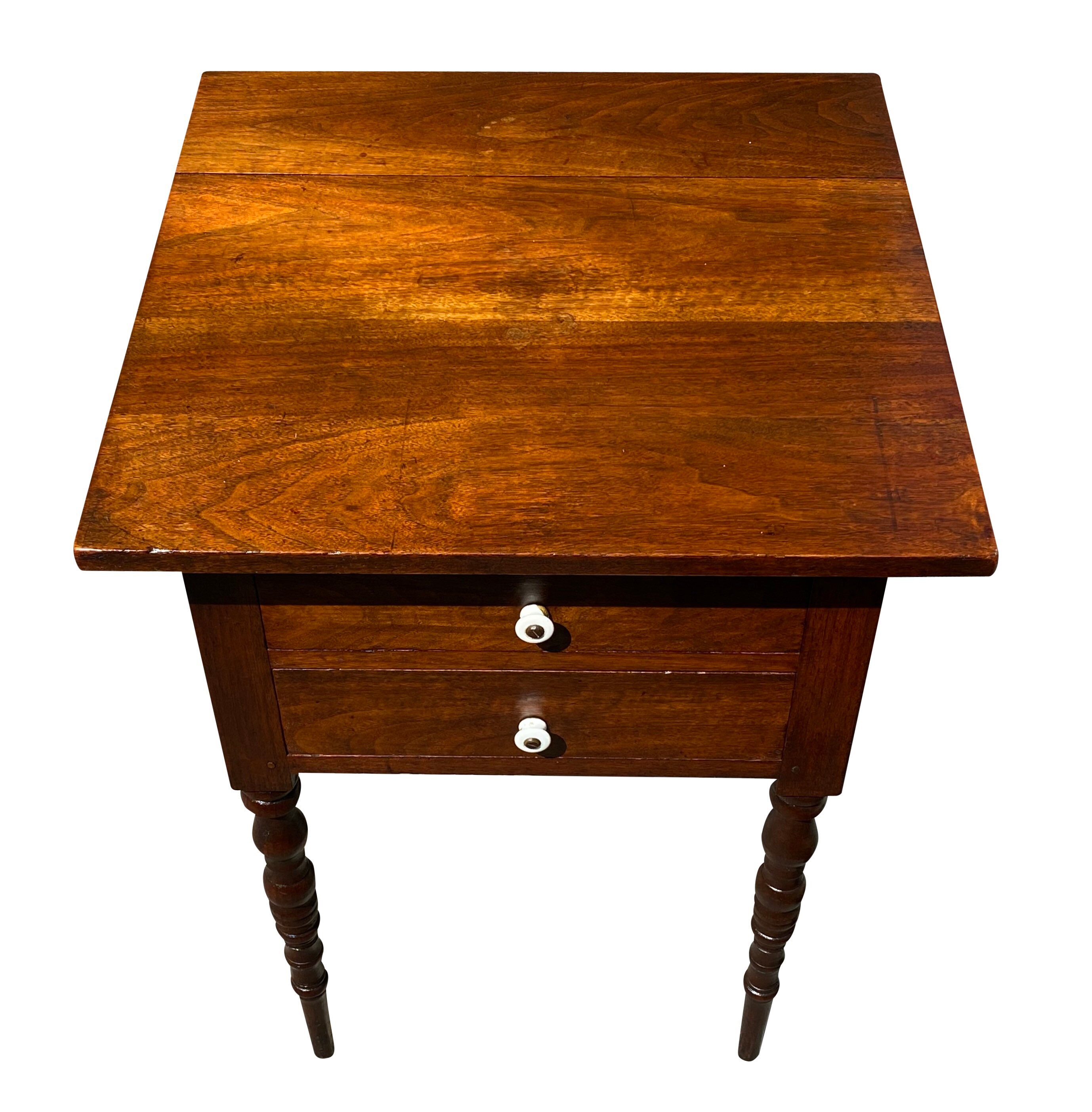 19th Century Antique Federal Period Virginia Walnut 2 Drawer Work Table ...