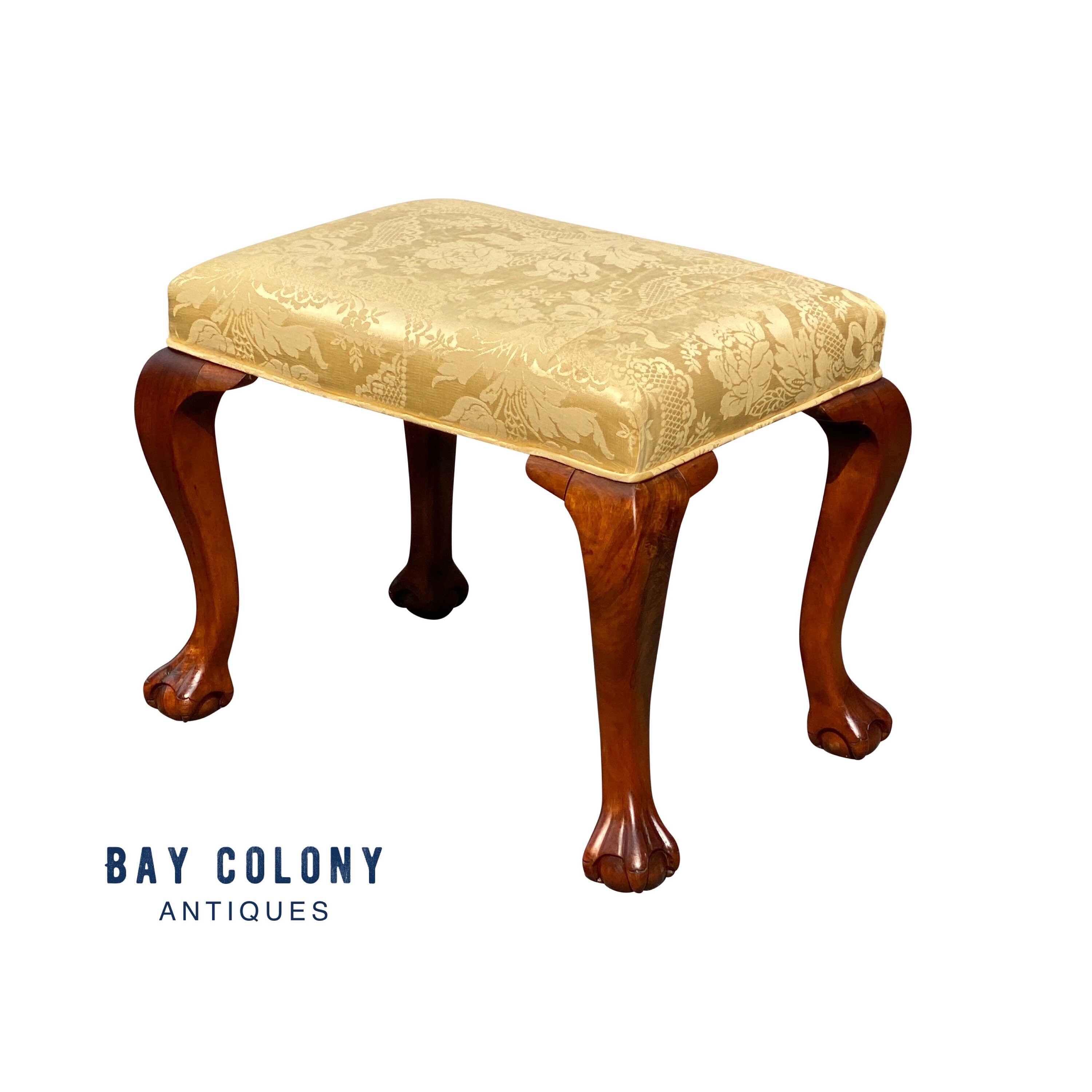 Antique Queen Anne / Chippendale Style Walnut Footstool With Ball ...