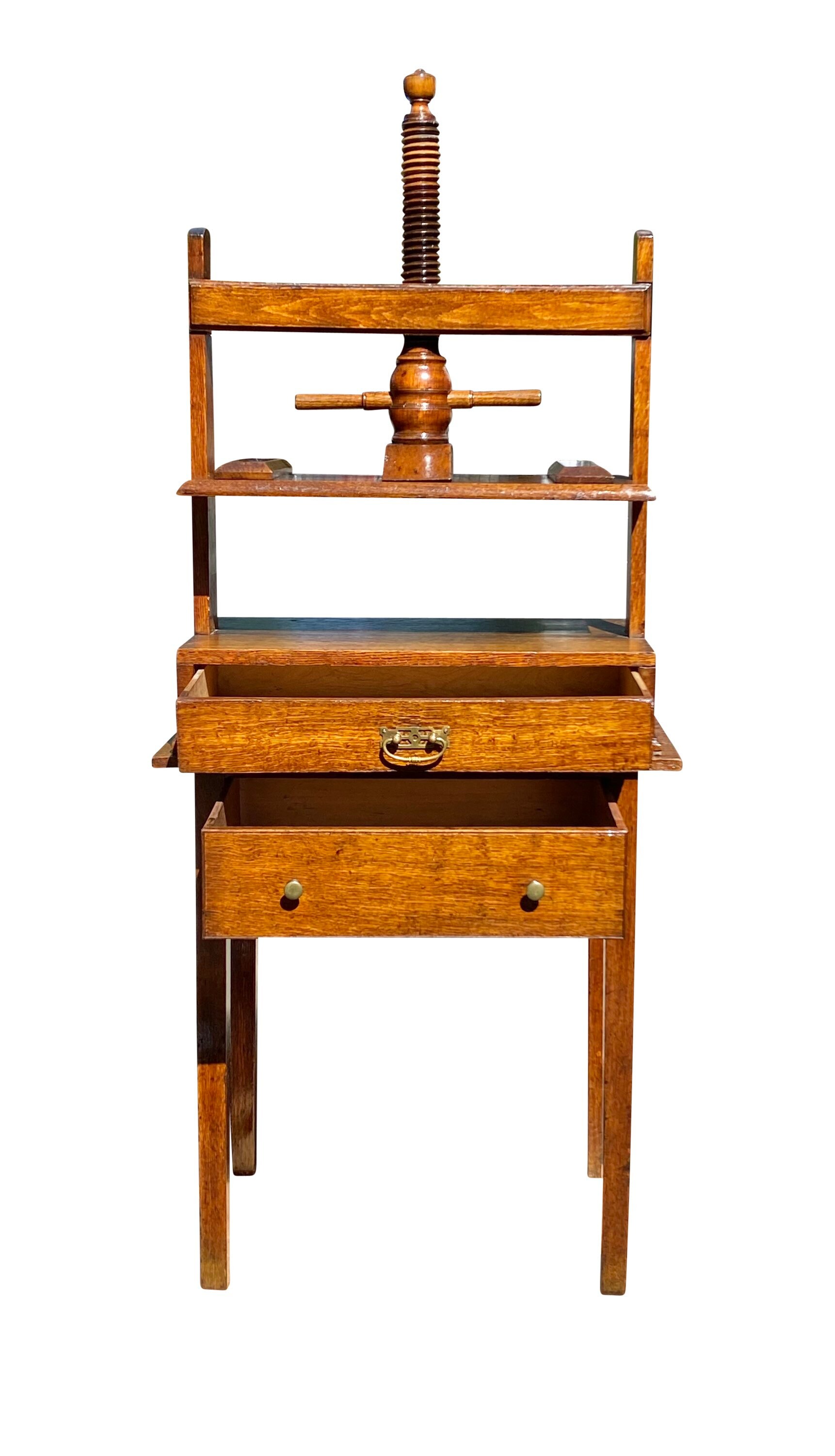 18th C Antique English Tiger Oak Book Press on Stand With 2 - Etsy