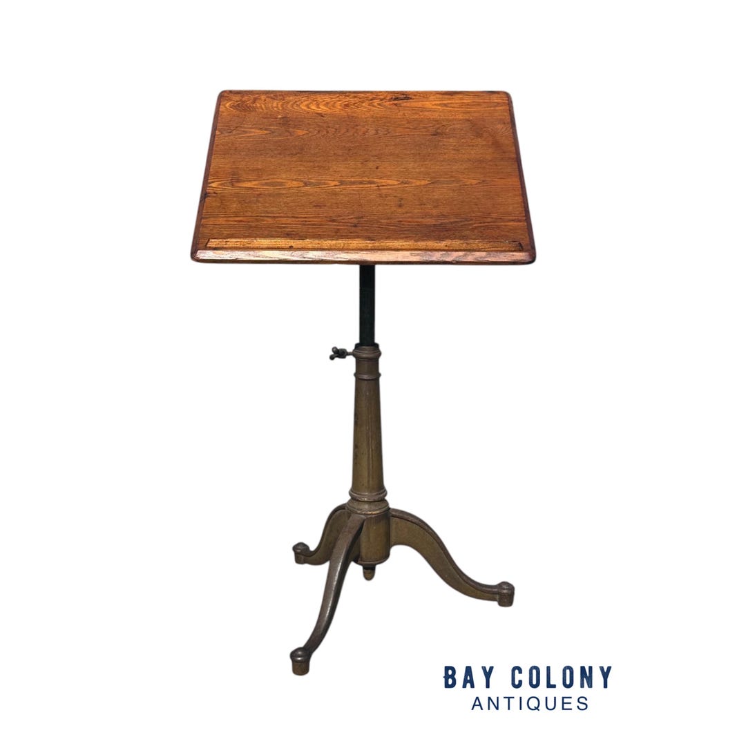 Antique Victorian Oak & Cast Iron Telescoping Drafting Table With ...