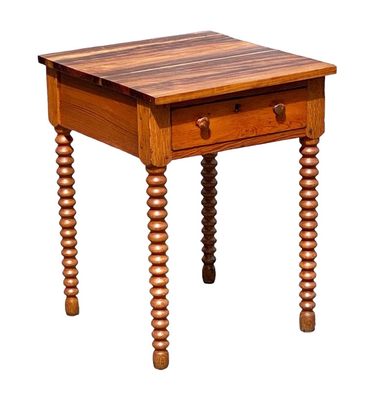 Antique Federal Style Southern Yellow Pine Work Table With Spool Turned ...